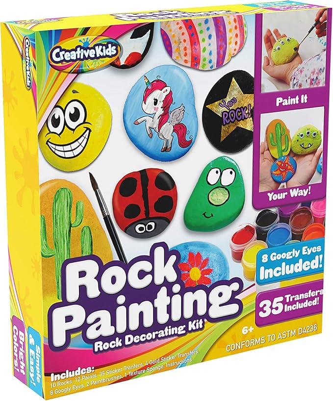 Amazon.com: Creative Kids Rock Painting Kit - Craft Kit for Kids 6 ...
