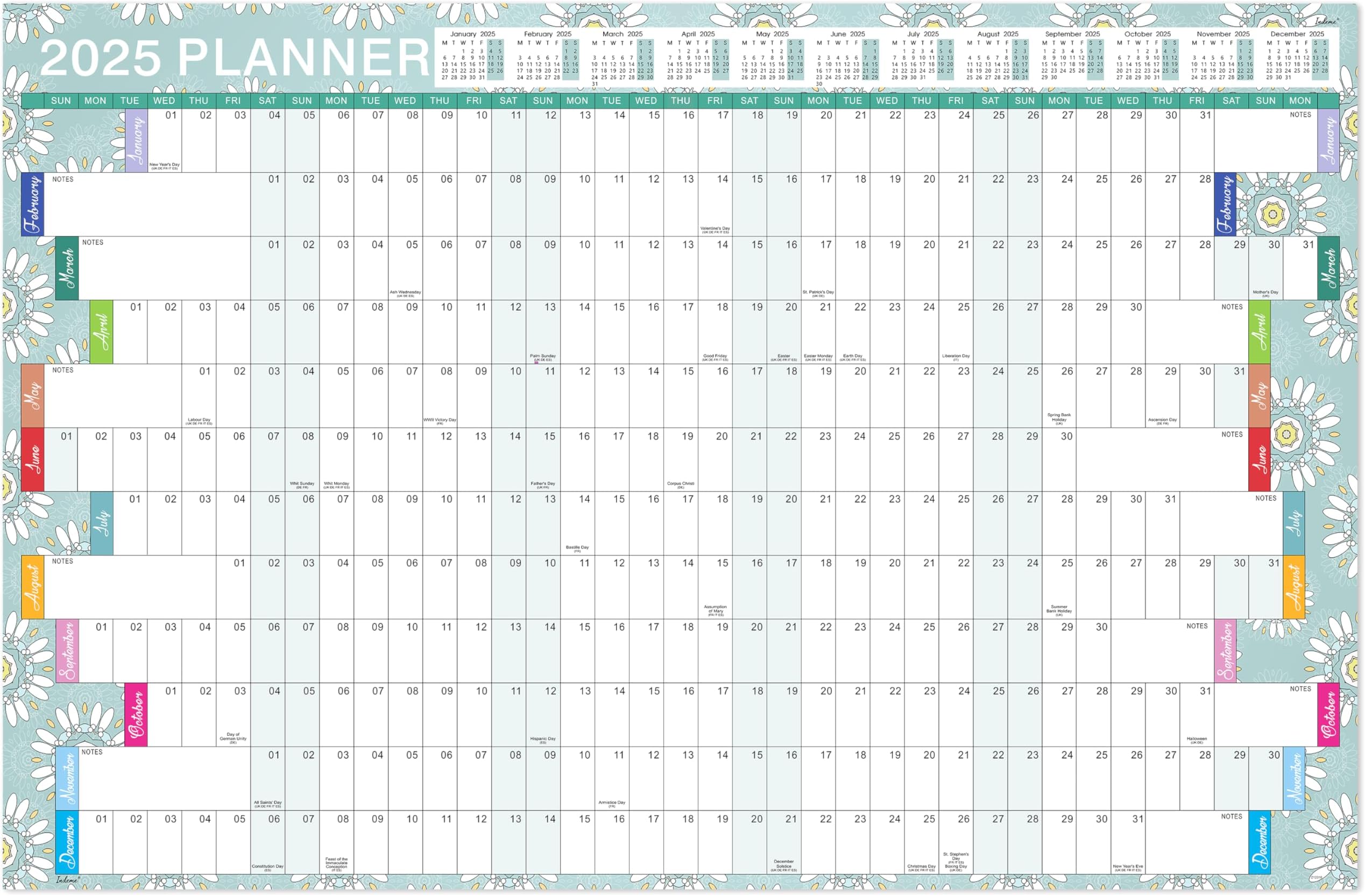 Wall Planner 2025 - A1 Large 2025 Wall Planner from Jan. to Dec. 2025 ...