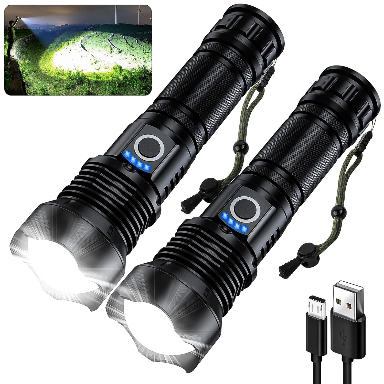 Buy MILAOSHU Rechargeable Flashlights 100000 High Lumens, Waterproof ...