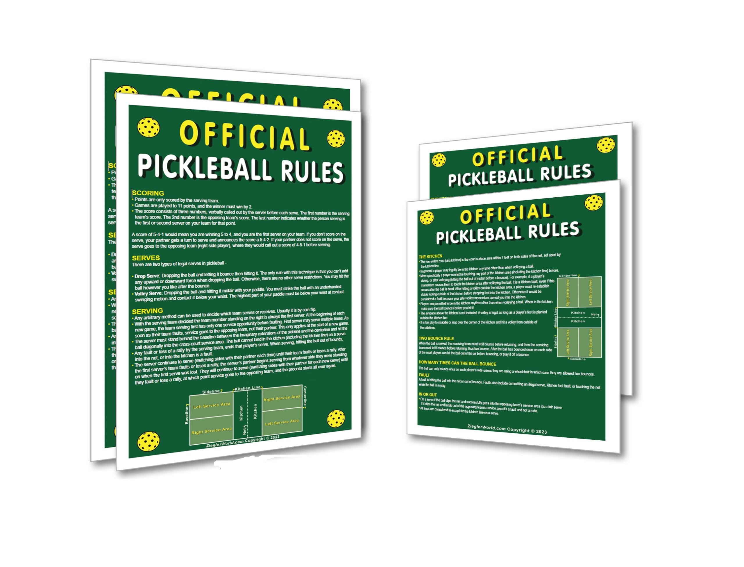 Amazon.com : Zieglerworld Pickleball Rules Laminated Sheet, 2 Pack, 11 ...