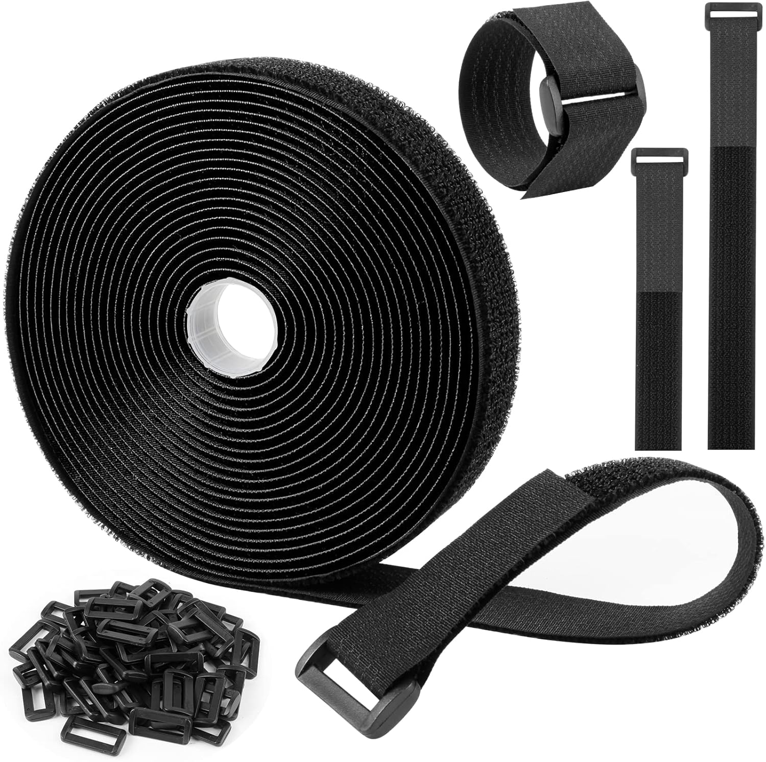 Moyisea 1''x20ft Hook and Loop Straps with 30 Buckles, Adjustable Cable ...