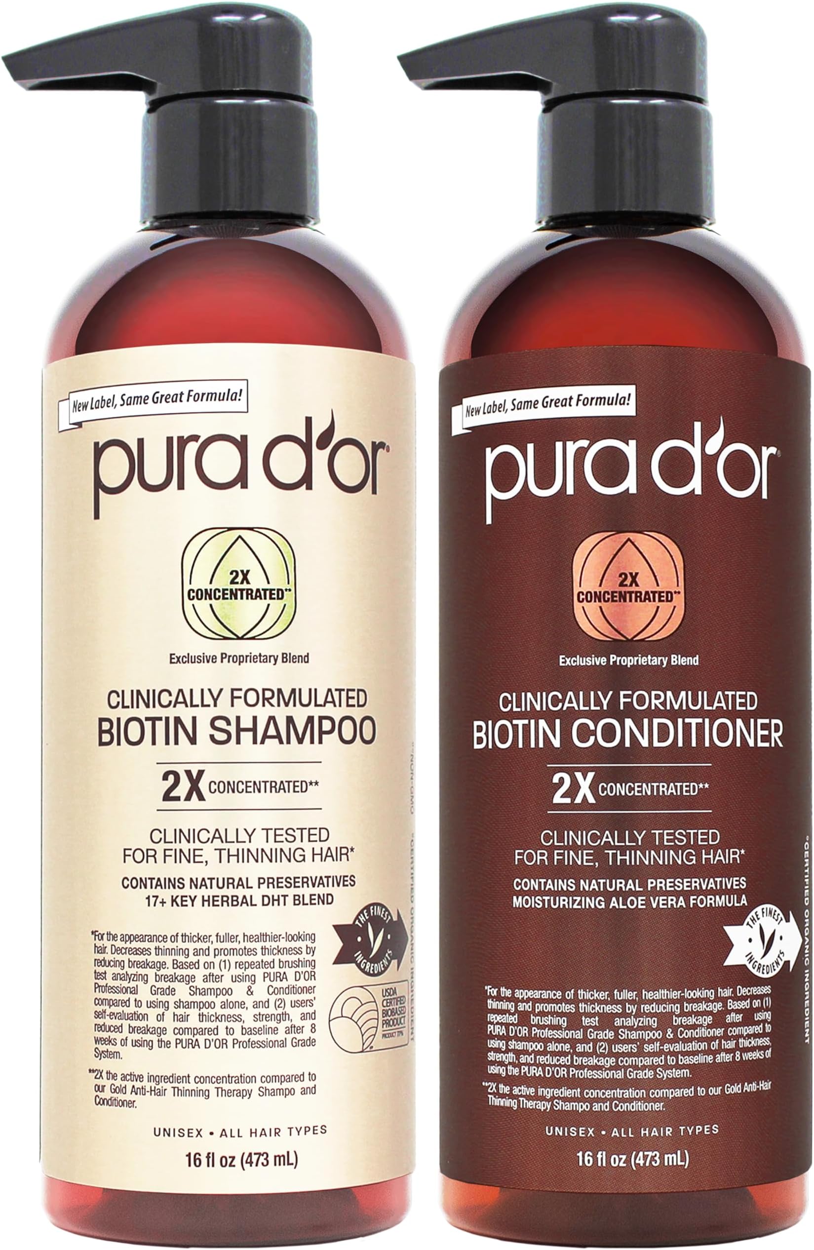 Amazon.com : PURA D'OR Professional Grade Clinically Formulated Biotin Shampoo & Conditioner For ...