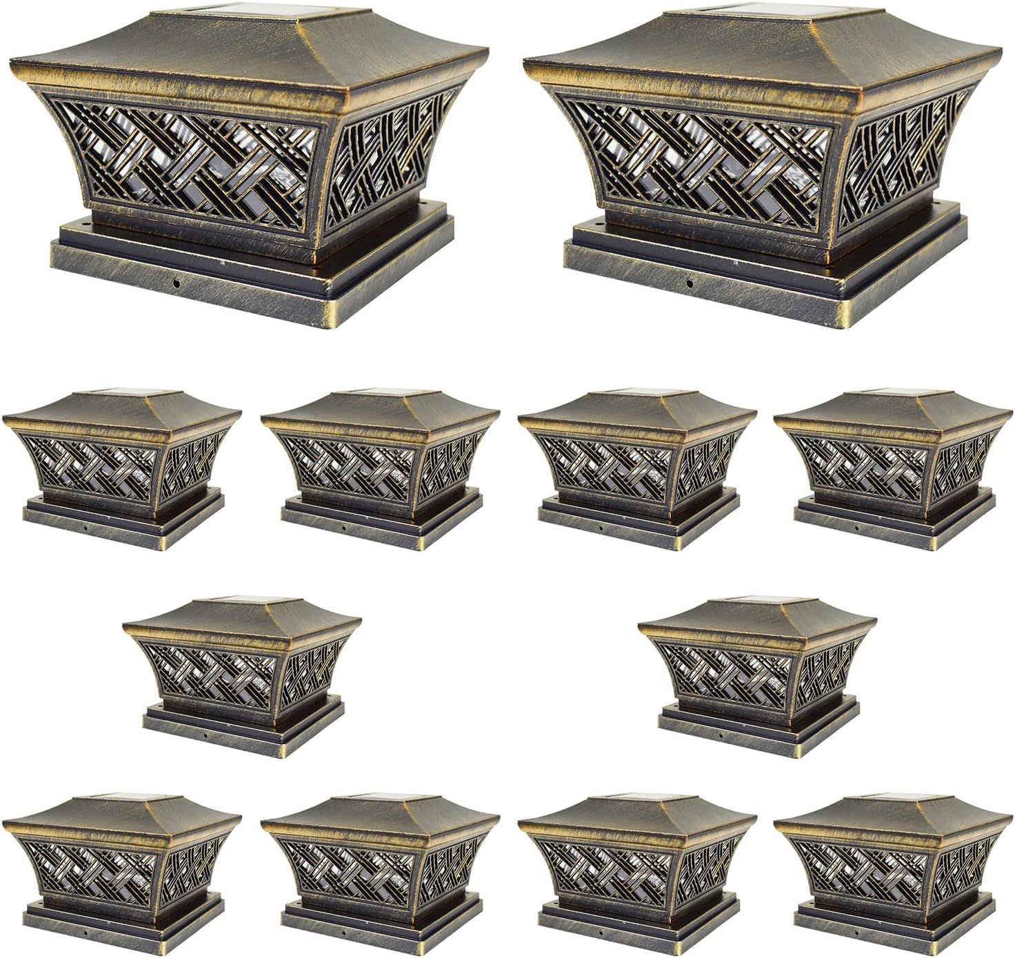 iGlow 12 Pack Vintage Bronze Solar Post Light 6 x 6 Japanese Style SMD ...