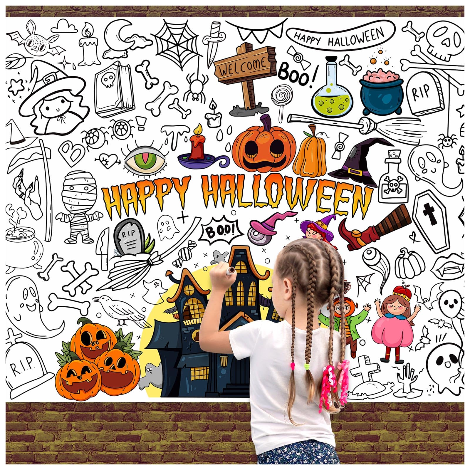 Snapklik.com : Halloween Giant Coloring Poster For Kids, 31.5 X 39.37 ...