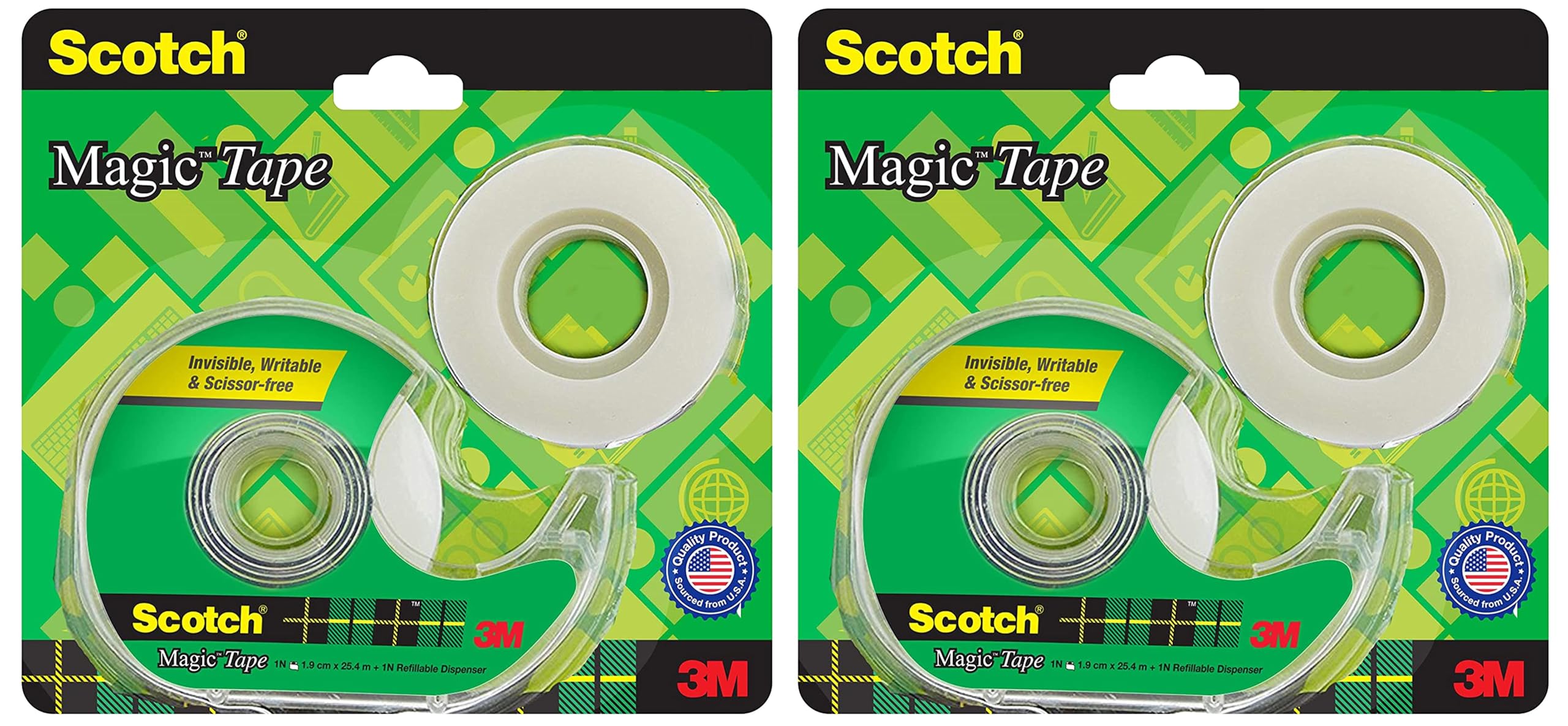 3M Scotch Magic Tape Roll (2N) with Refillable Dispenser | 1.9cm x 25.4 ...