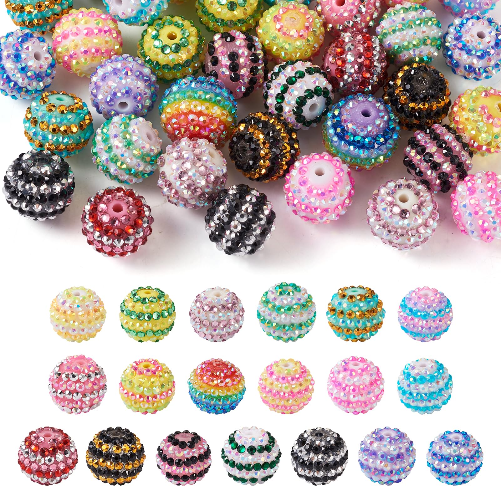 Amazon.com: Cheriswelry 38Pcs 20mm Resin Rhinestone Beads Set Colorful ...