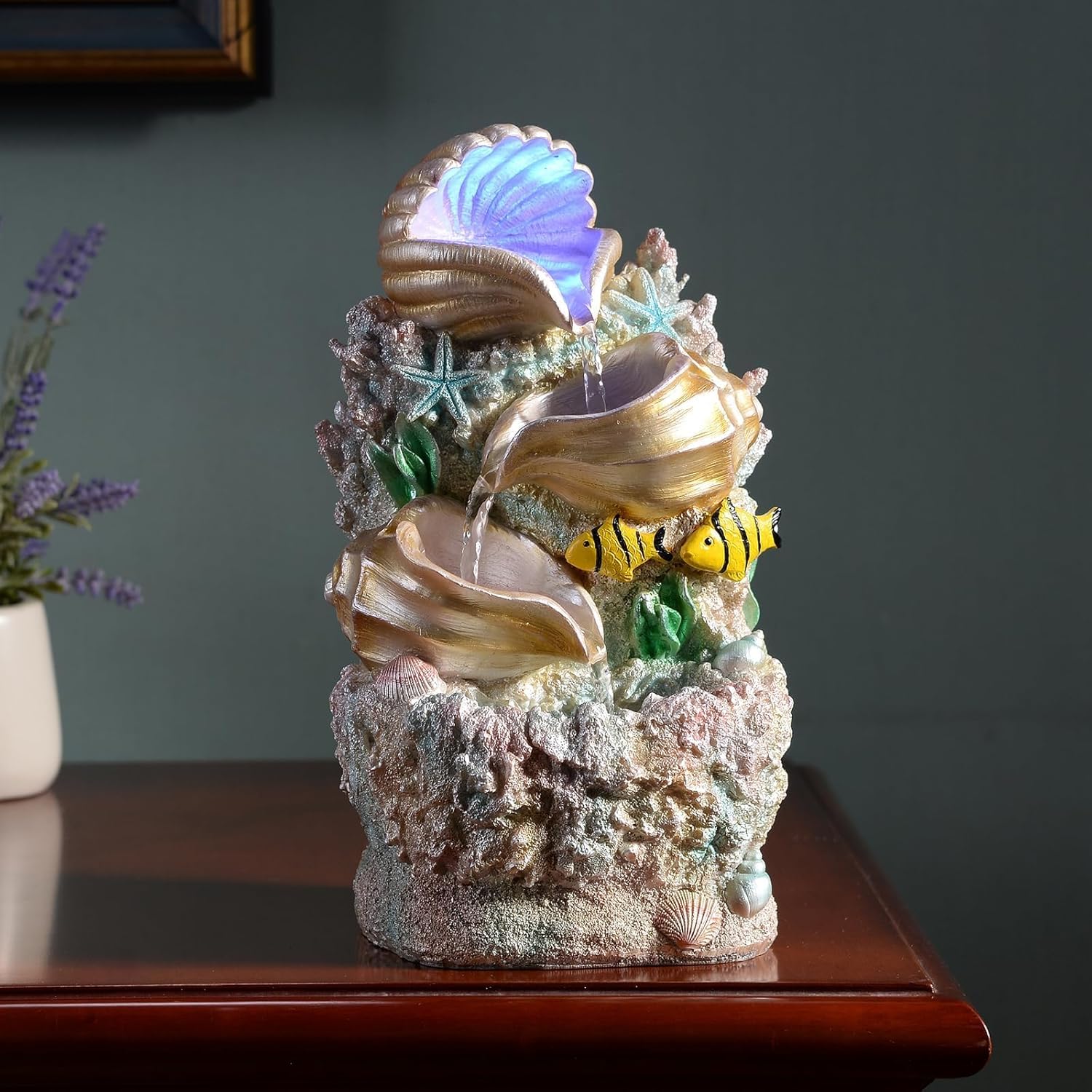 Amazon.com: GOSSI Themed Coral Shell Fountain Tabletop Home Décor ...