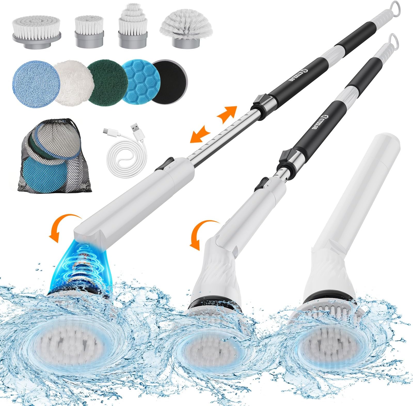 Amazon.com: GiveBest Electric Spin Scrubber Brush - Cordless Shower Scrubber with Long Handle ...