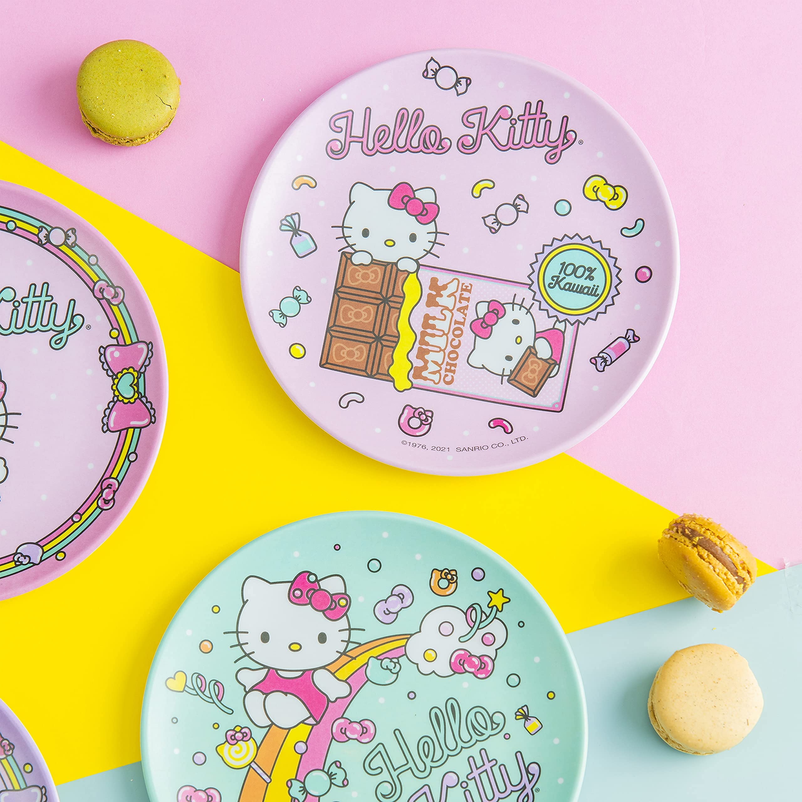 Zak Designs Sanrio Hello Kitty Appetizer Plate Set Includes Durable ...