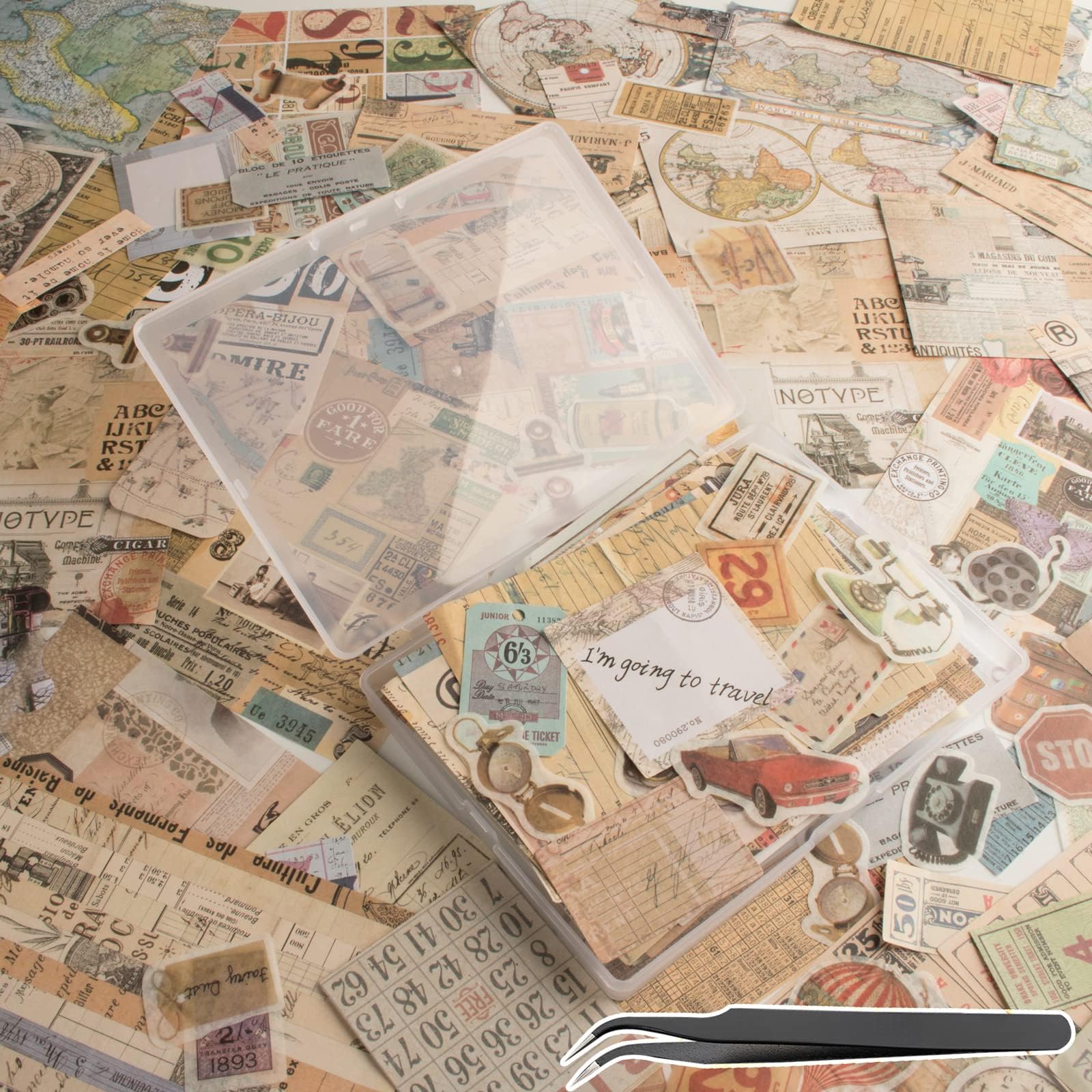 Amazon.com: TIESOME Vintage Scrapbook Paper Stickers, 80 Pcs ...