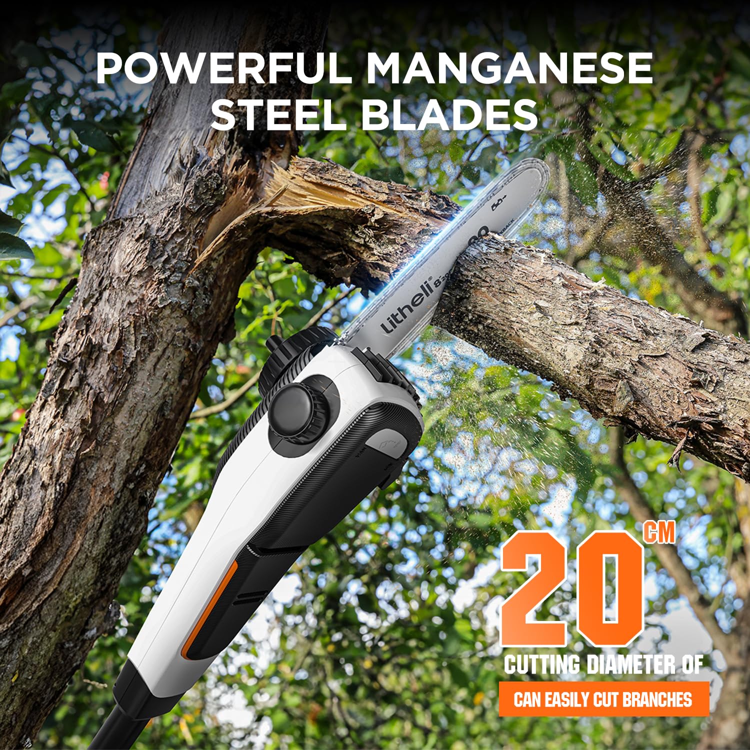 Scie A Chaine A Batterie Pole Saw Battery Powered 2-in-1 Cordless Pole ...