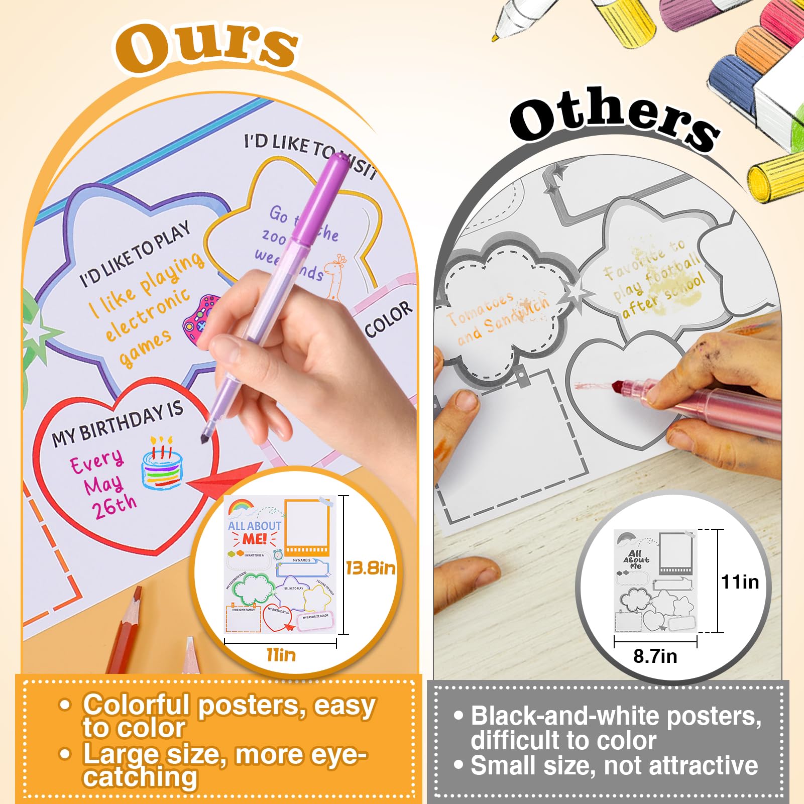 Snapklik.com : 24pcs Large All About Me Posters - Colorful Rainbow ...