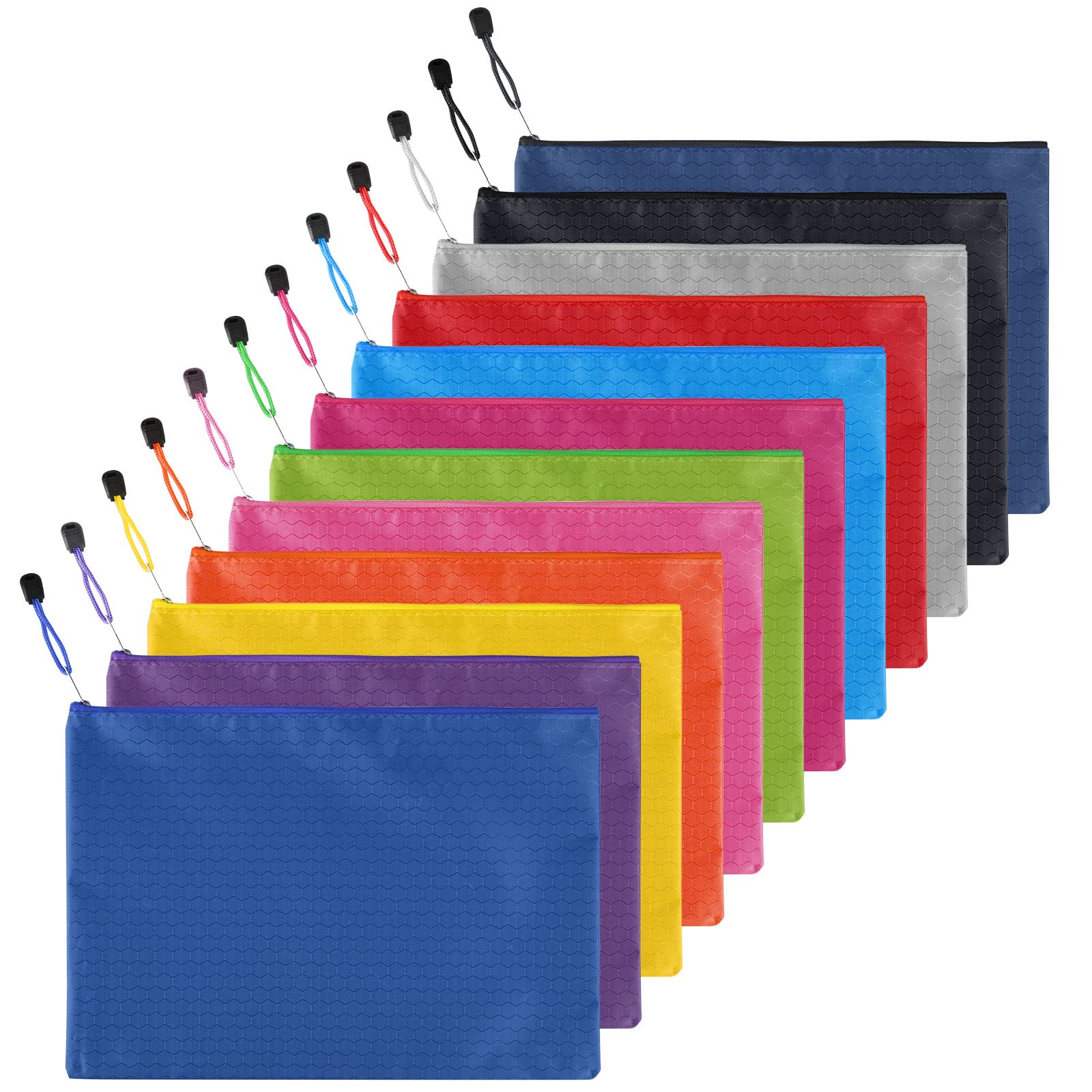 Bekecidi 12 PCS A4 Zip File Bags, Waterproof Zip Wallets Document ...