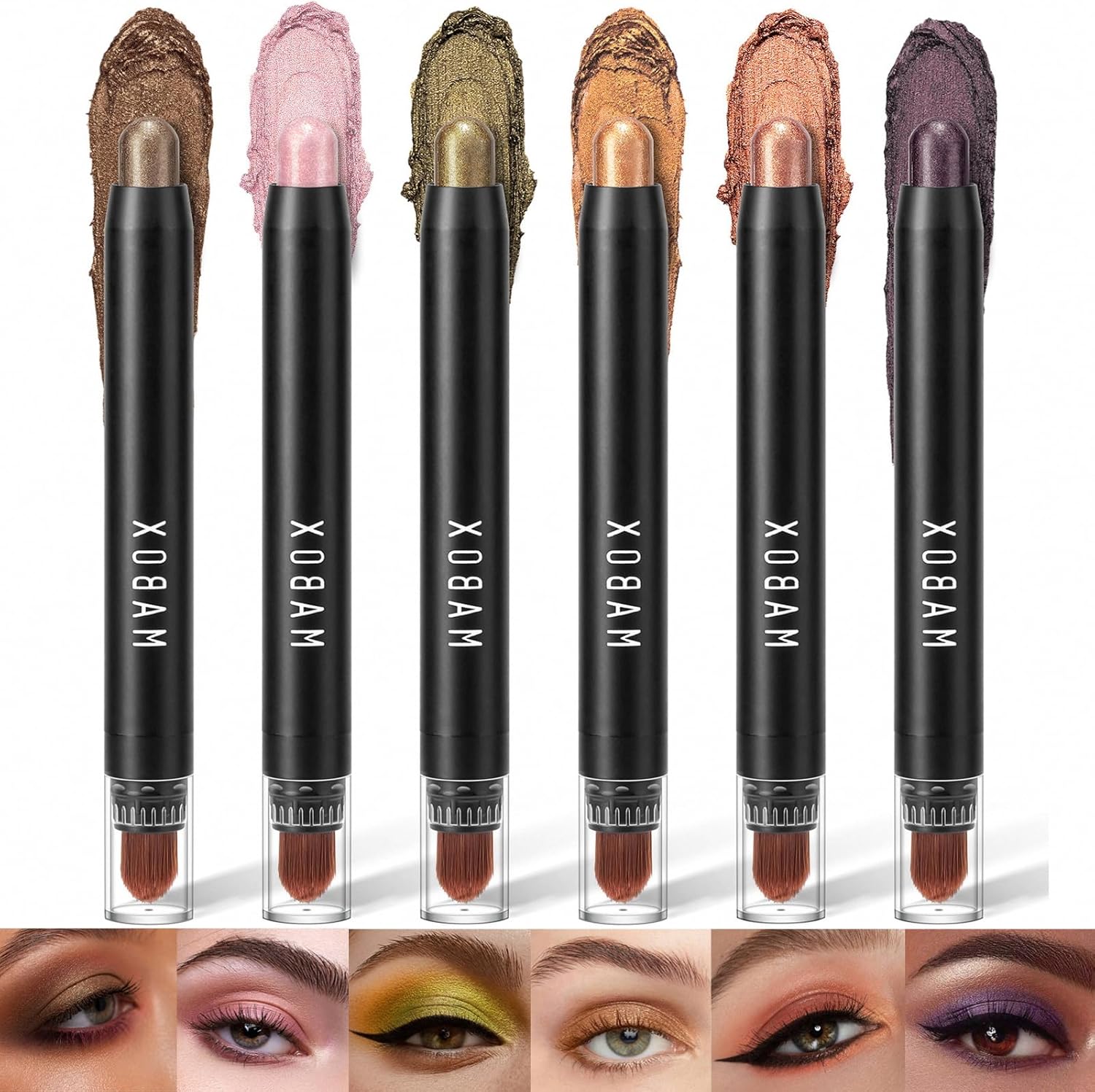 【6Color】VEROA Double-Ended Glitter Eyeshadow Stick Set - High Color Rendering Long-Lasting ...