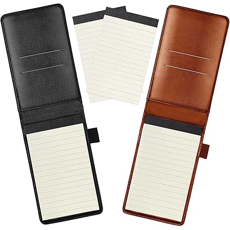 Small Pocket PU Leather Business Notebook Lined Memo Pad Holder Jotter ...