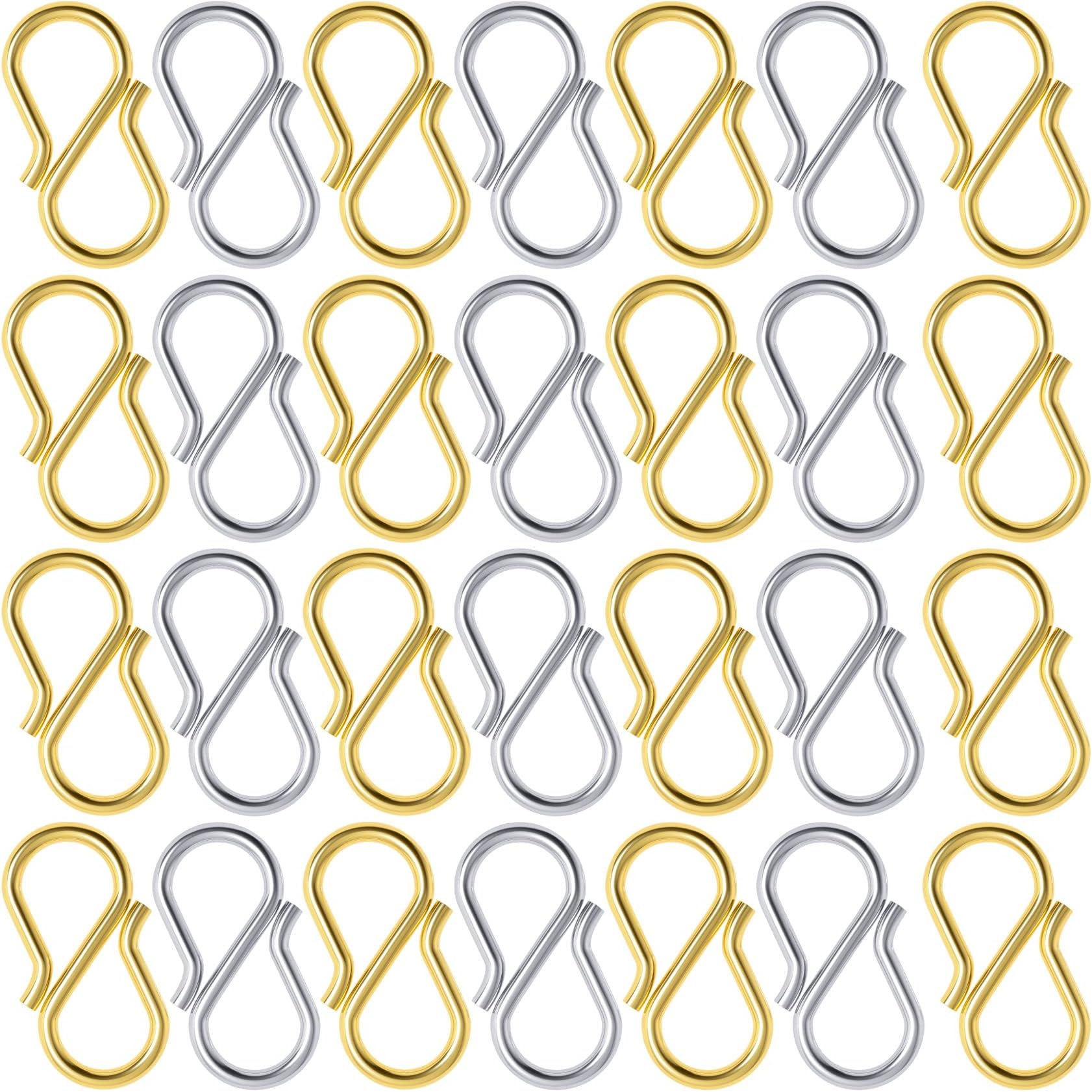 Amazon.com: HLLMX 40 PCS Golden S-Hook Clasp 304 Stainless Steel Hook ...