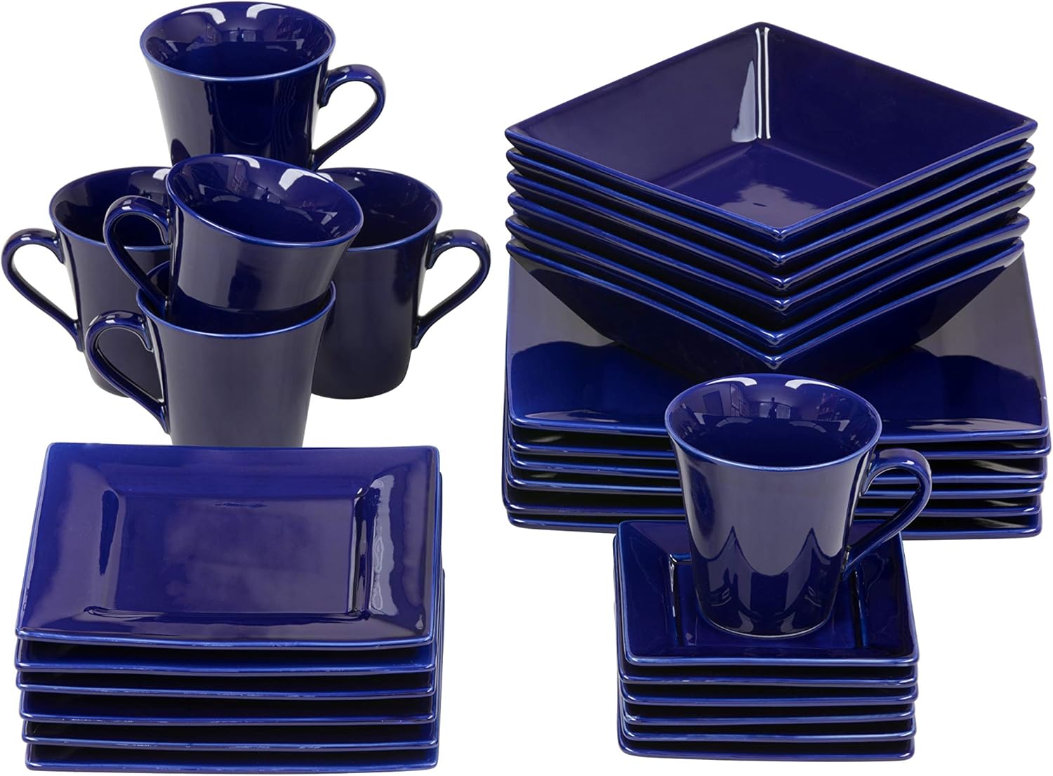 Amazon.com | Nova 30 Piece Square Dinnerware Set, Cobalt: Dinnerware Sets