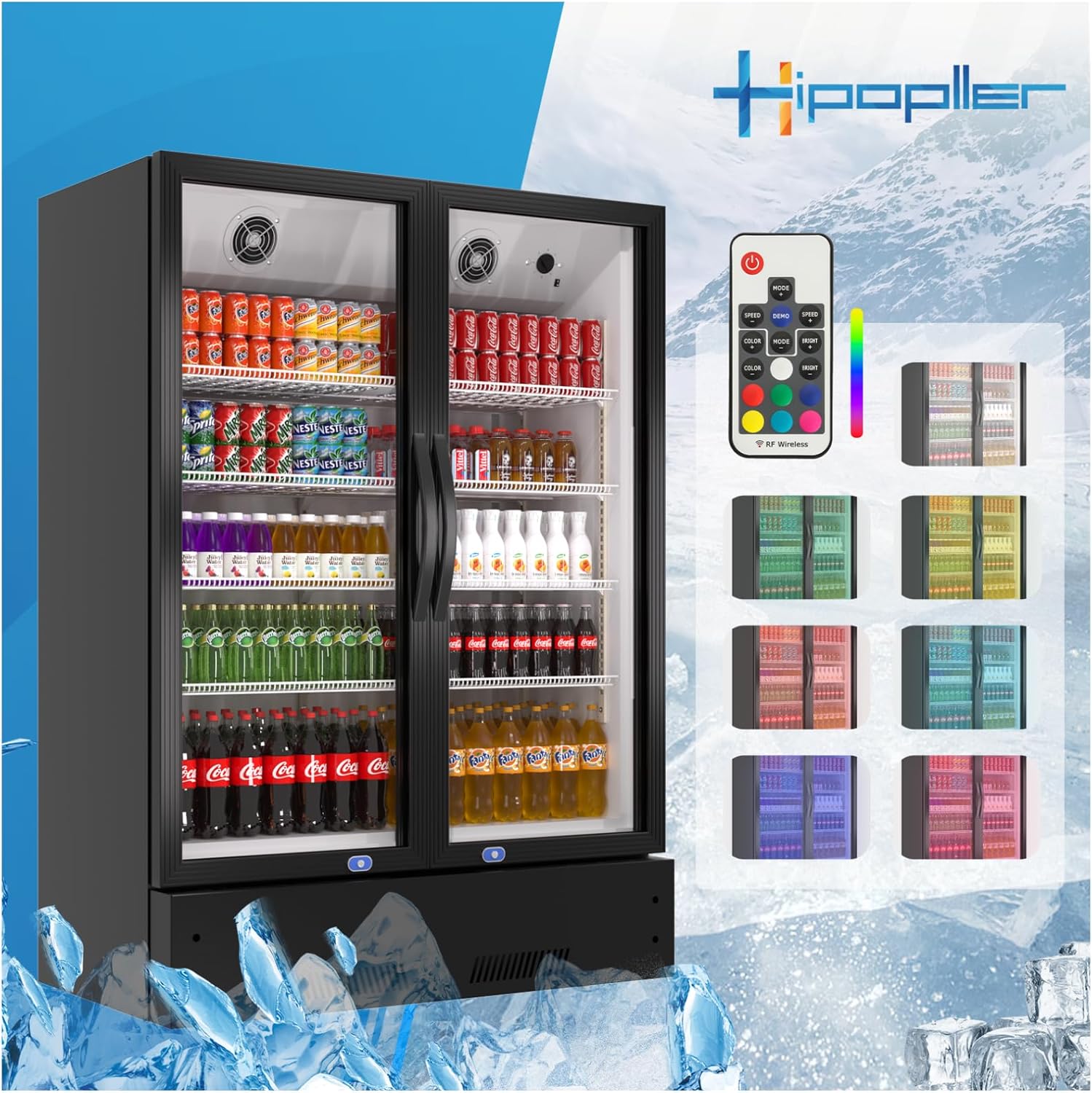 Amazon.com: HIPOPLLER 17.1 Cu.Ft Commercial Display Refrigerator Glass ...
