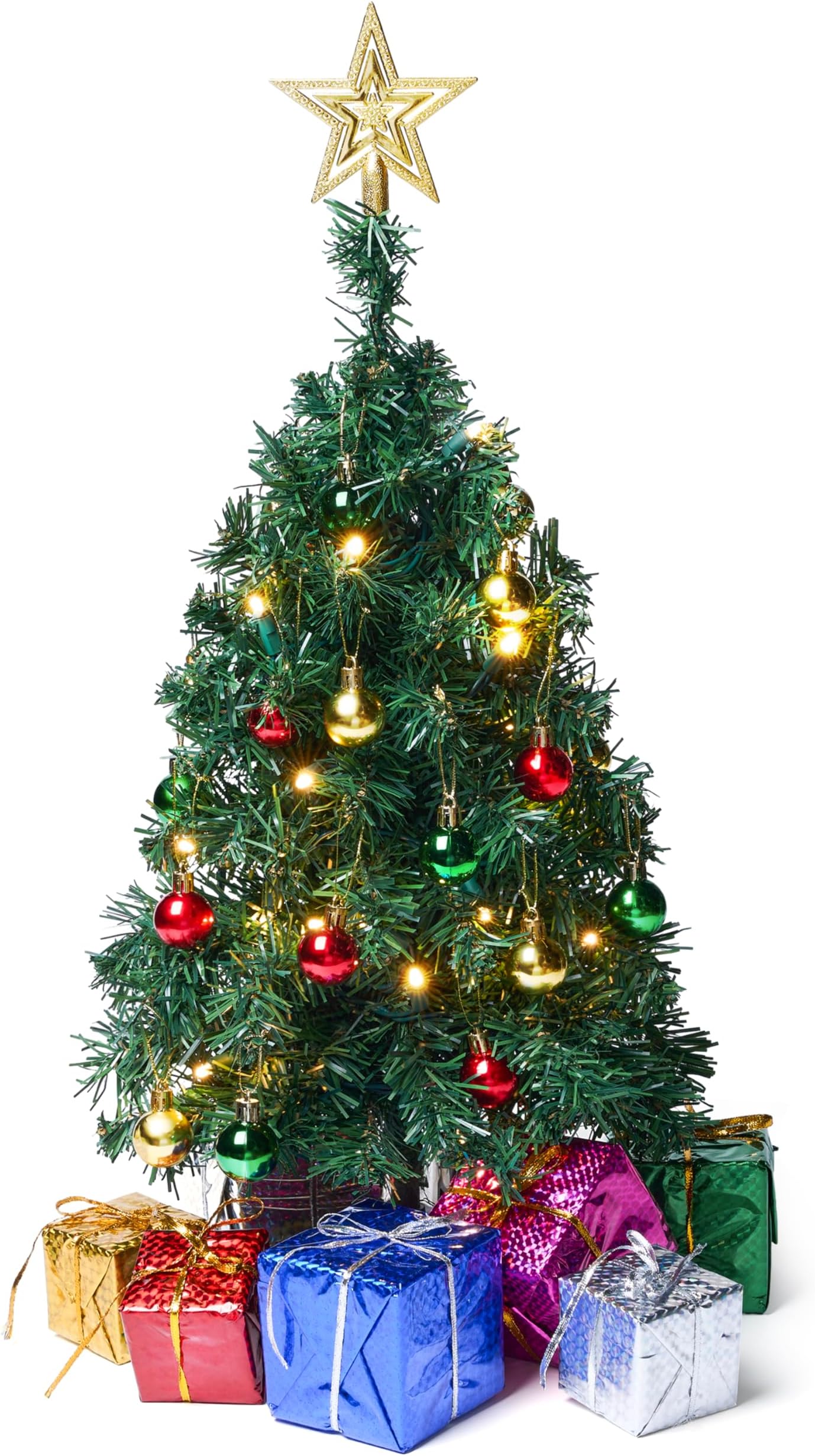 Amazon.com: Flopttsun 2Ft Pre-lit Christmas Tree Mini Christmas Tree ...