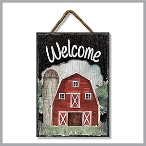 Amazon.com : My Word! Red Barn Slate Impressions Wall Hanging Welcome ...