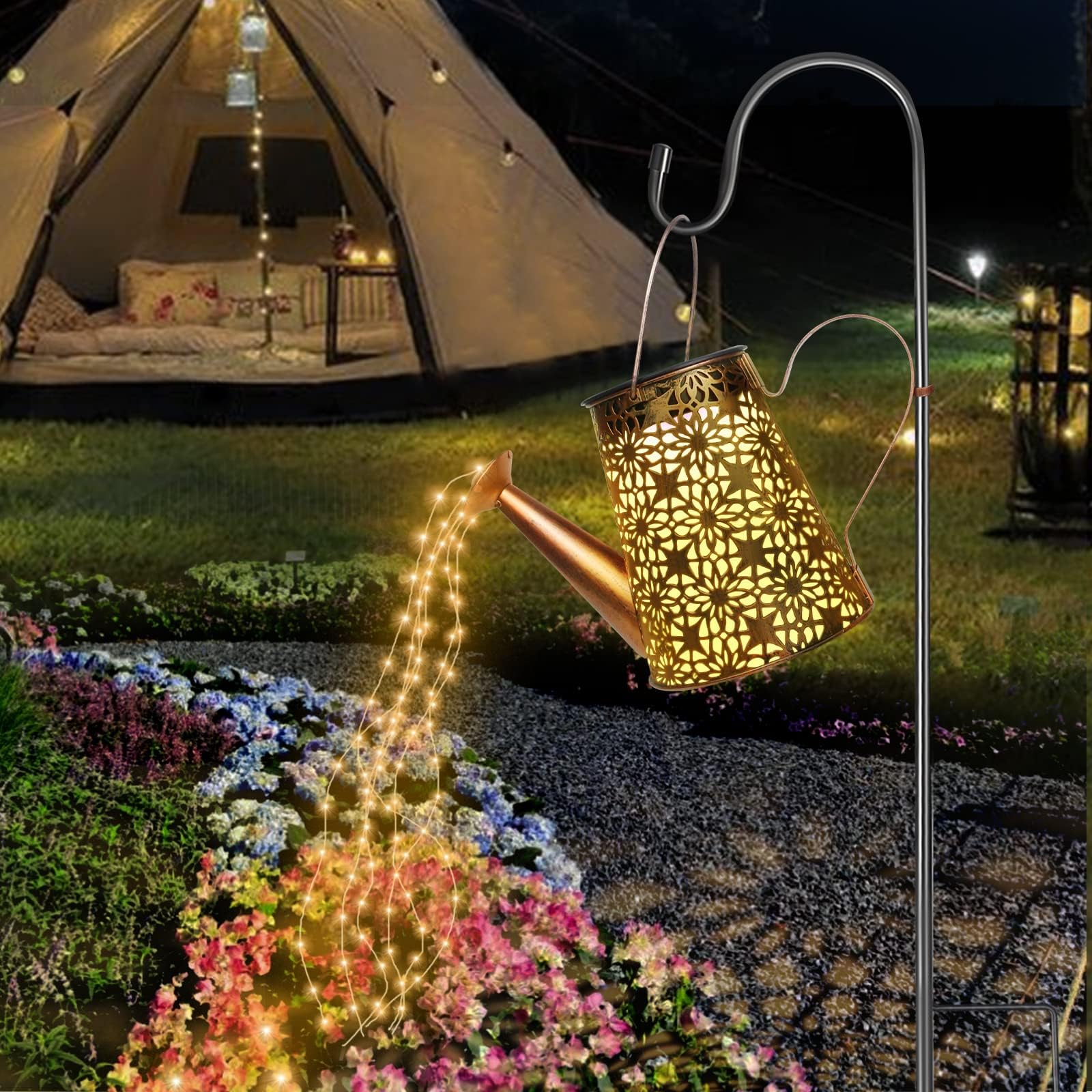 Solar Watering Can with String Lights - LED Vintage Fairy Tale Lights ...