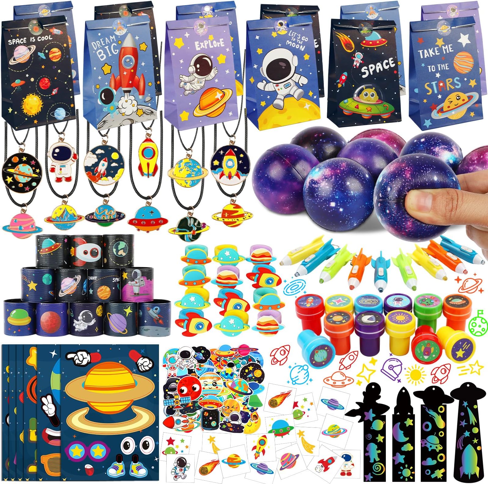 Amazon.com: Outus 24 Pcs Outer Space Gift Bags Paper Space Treat Bags ...