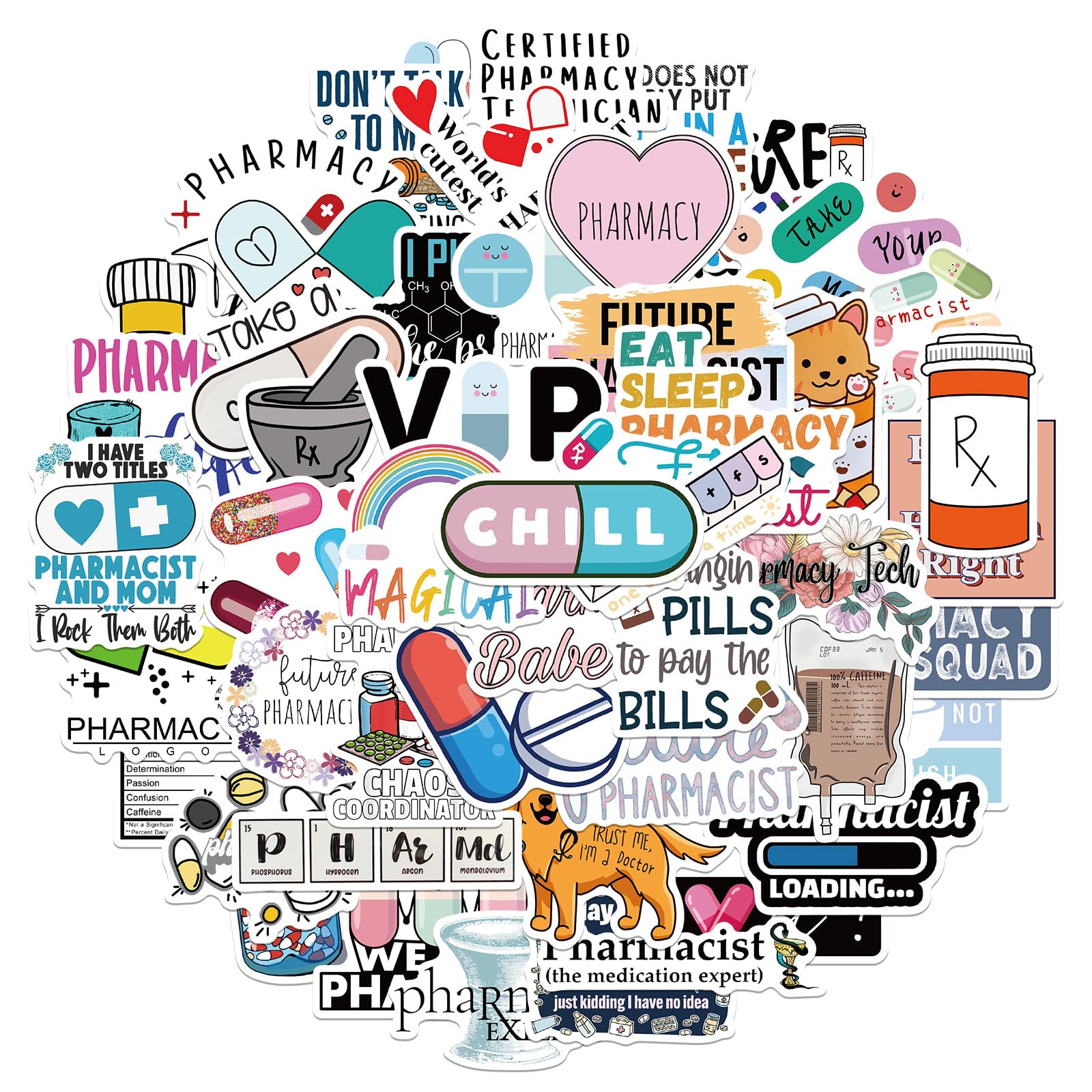 Snapklik.com : Cute Pharmacist Stickers Pharmacy Sticker Pack 50PCS ...