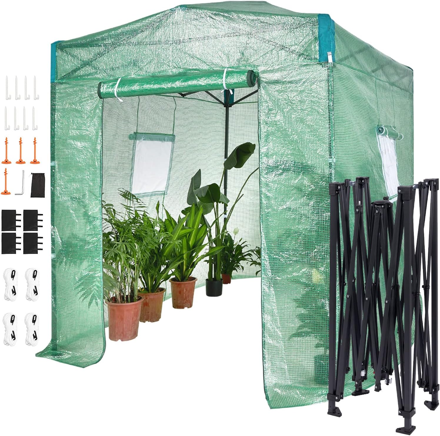 Amazon.com : DAKITO 7x7x7.3 FT Walk-in Greenhouse, Heavy-Duty Metal ...