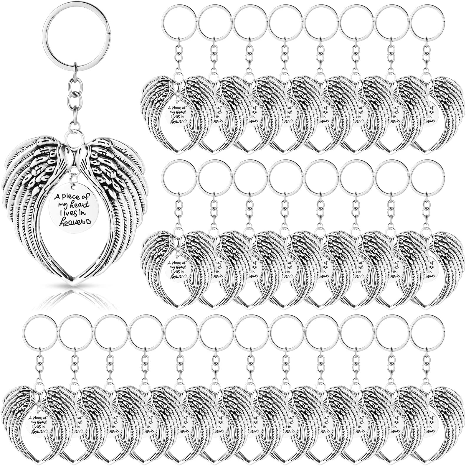Amazon.com: Taiyin 100 Pcs Guardian Angel Keychain Silver Angel Charm ...