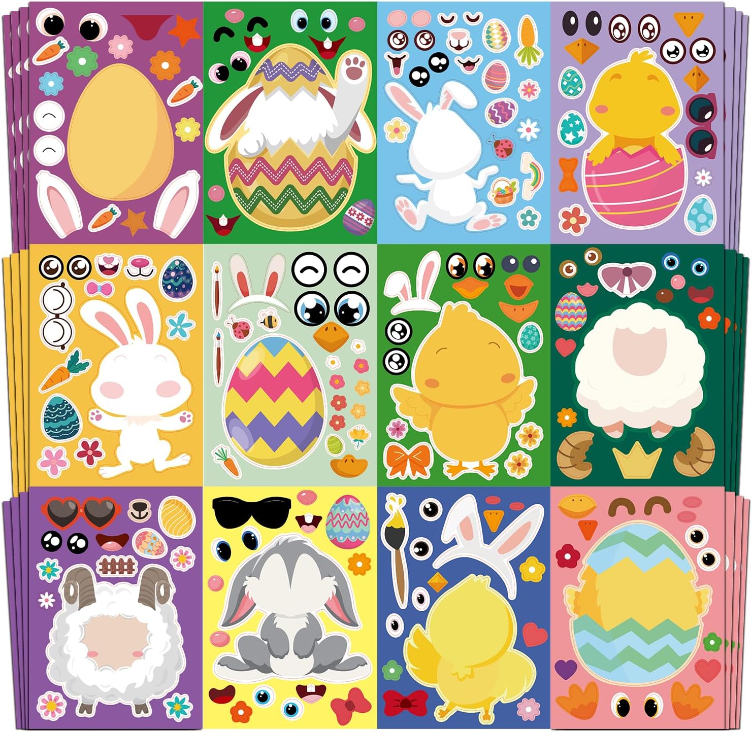 Amazon.com: Aowplc 48 Sheets Make Your Own Easter Stickers, 8”x 6" Make ...