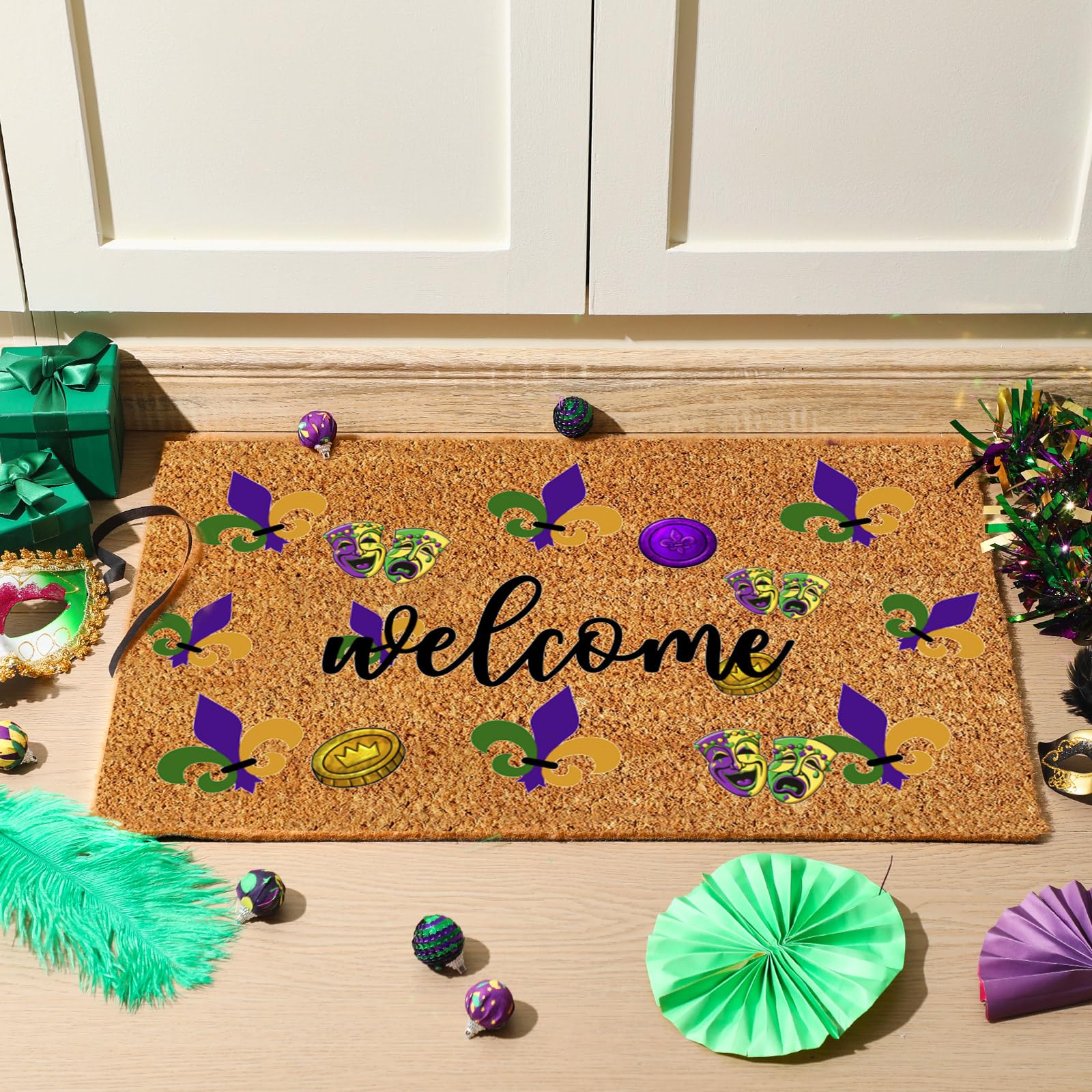 Amazon.com: Ceenna Mardi Gras Welcome Doormat Carnival Coir Doormat ...