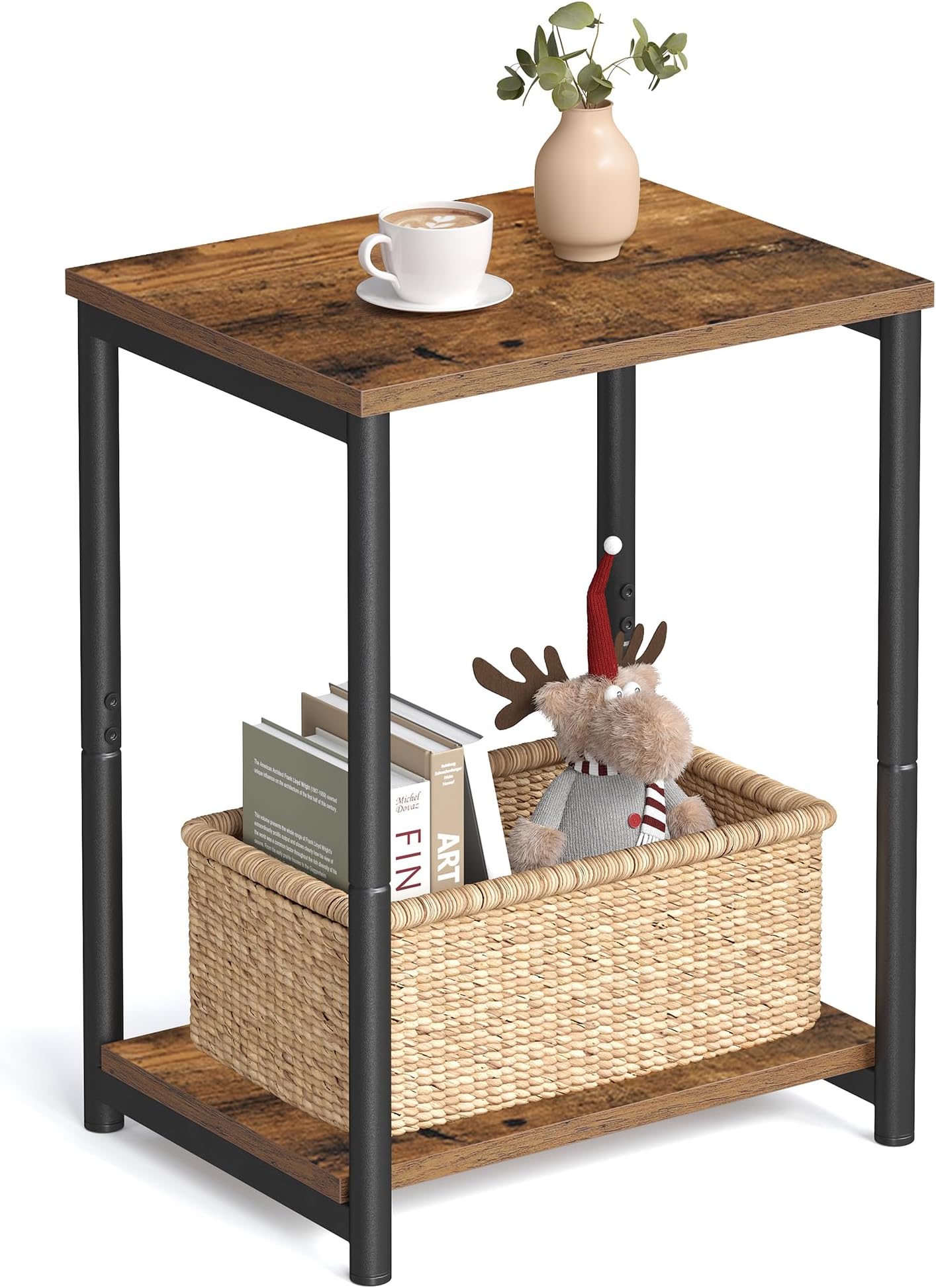 MAHANCRIS Greige ETHG5001S2Z Lot de 2 tables d'appoint avec étagère de ...