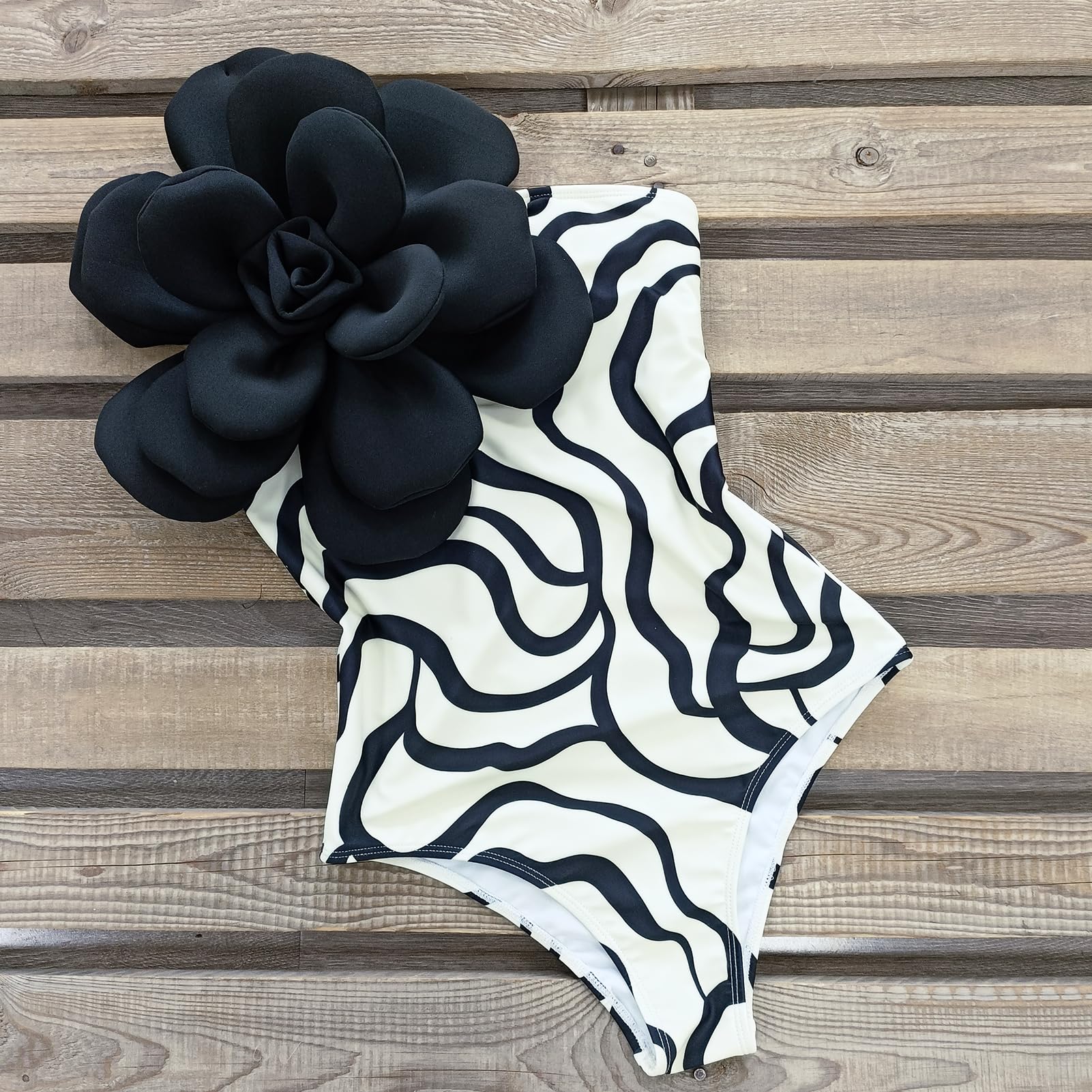 Snapklik.com : SPORLIKE Women One Piece Swimsuit 3D Flower One Shoulder ...