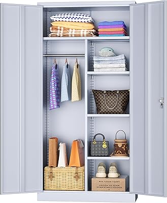 Amazon.com: Greenvelly Metal Storage Cabinet with 2 Doors, Black 72 ...