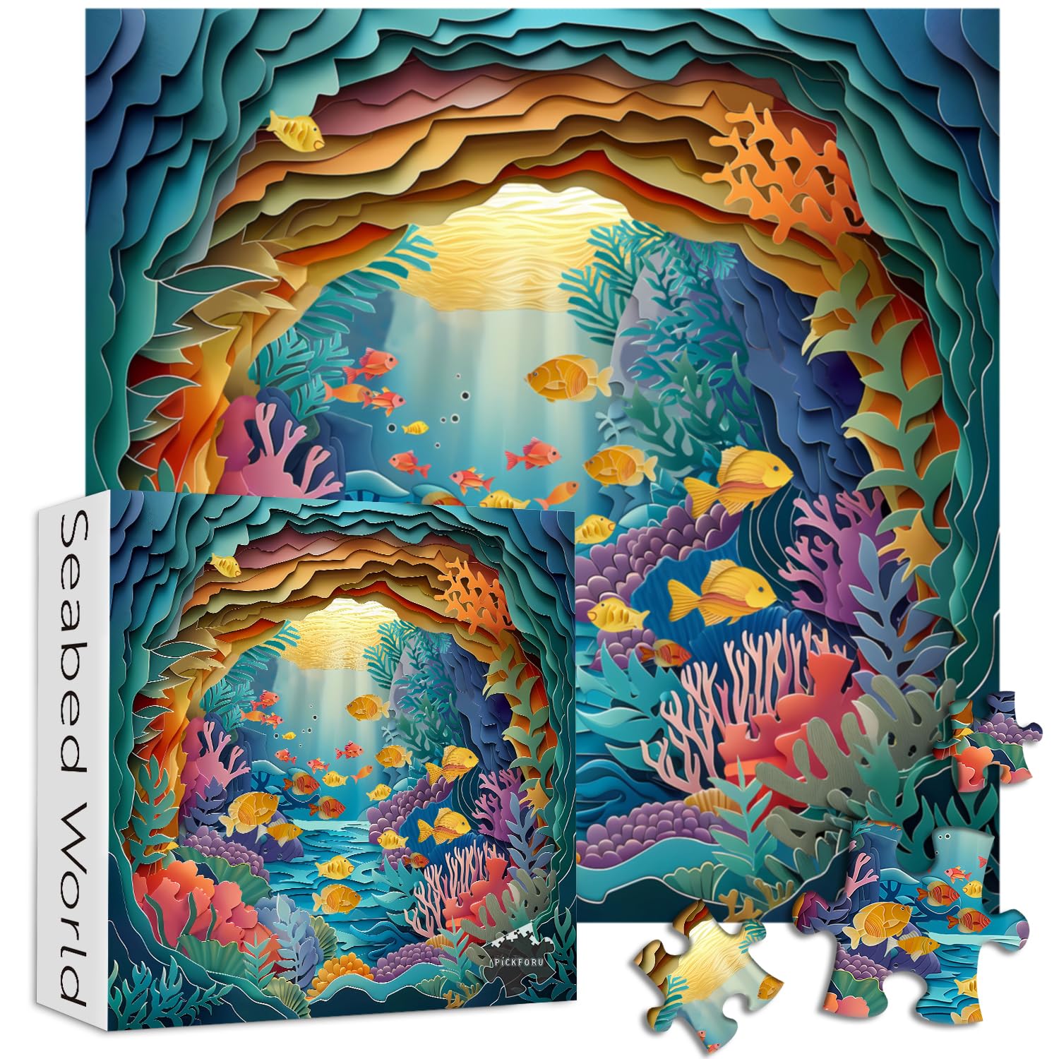 Amazon.com: PICKFORU Ocean Puzzles for Adults 1000 Pieces, Quilling ...