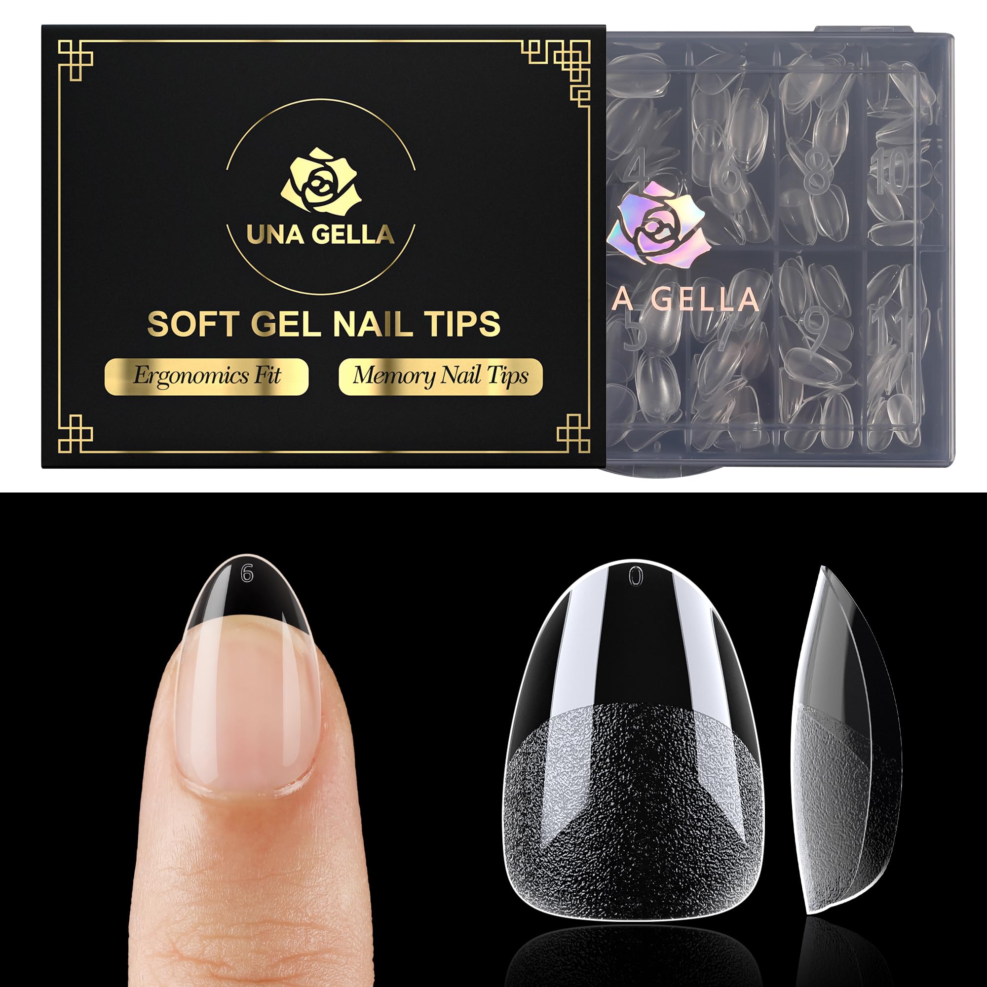 Amazon.com: UNA GELLA Extra Short Almond Nail Tips, 504 Pcs Pre-Filed ...