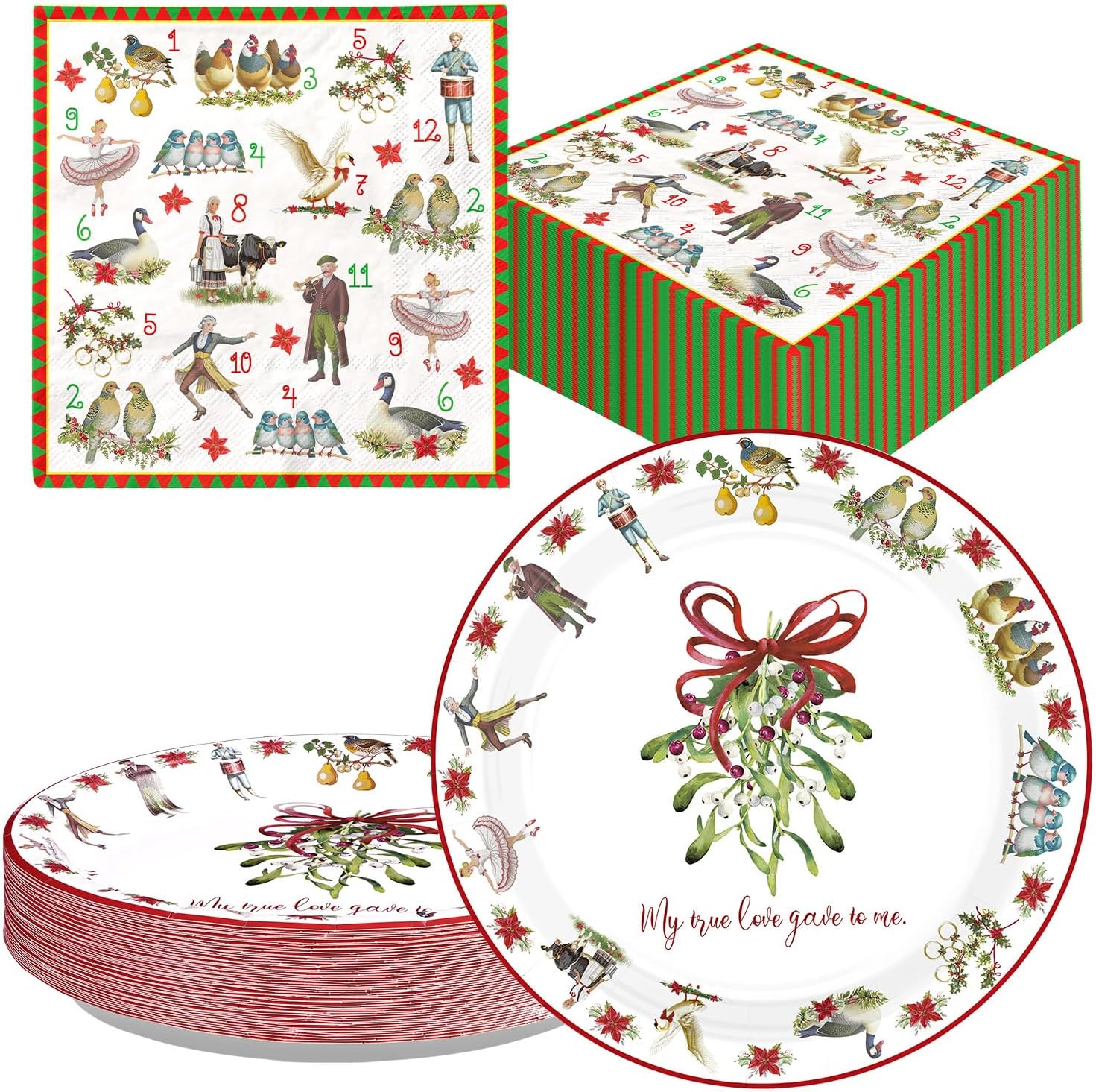 Amazon.com: Greencian Christmas Party Supplies 12 Days of Christmas ...