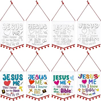 Amazon.com: VitalCozy 24 Sets First Communion Banner Kit Sunday School ...