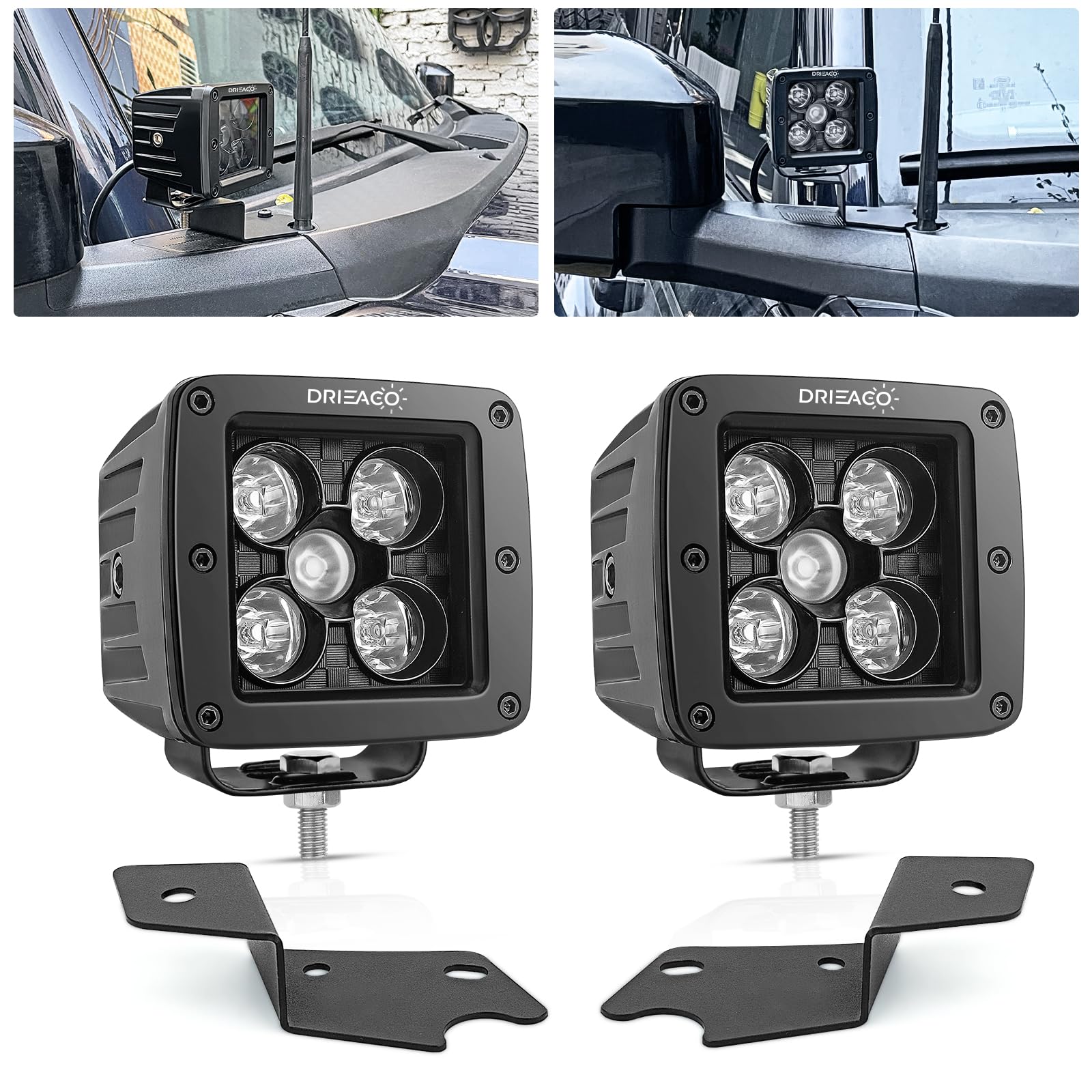 Amazon.com: 3 Inch 50W LED Cubes Light Dual Pod A-Pillar Mount Kit ...