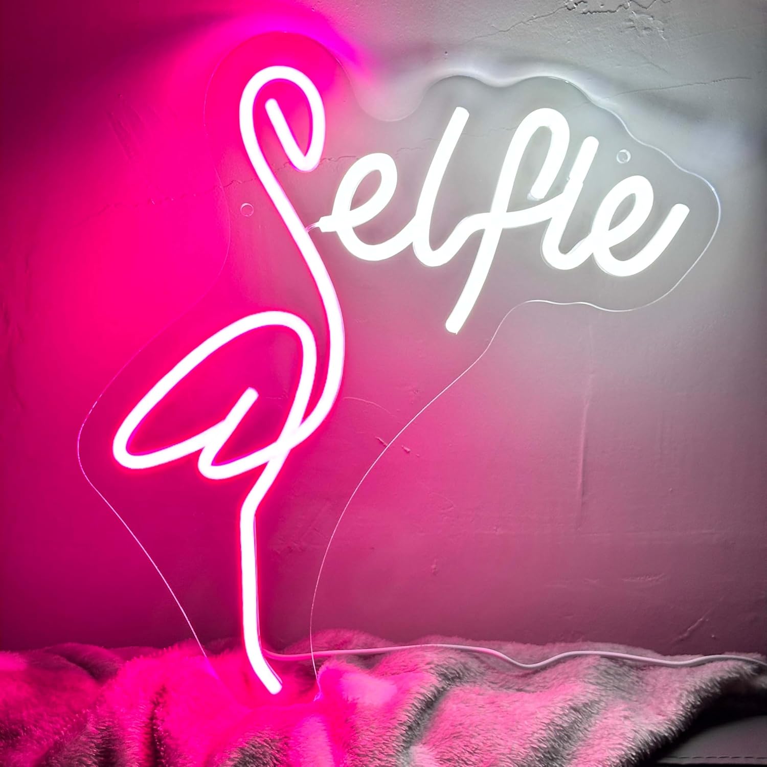 Flamingo Selfie Neon Sign Pink LED Neon Light for Wall Decor Flamingo ...