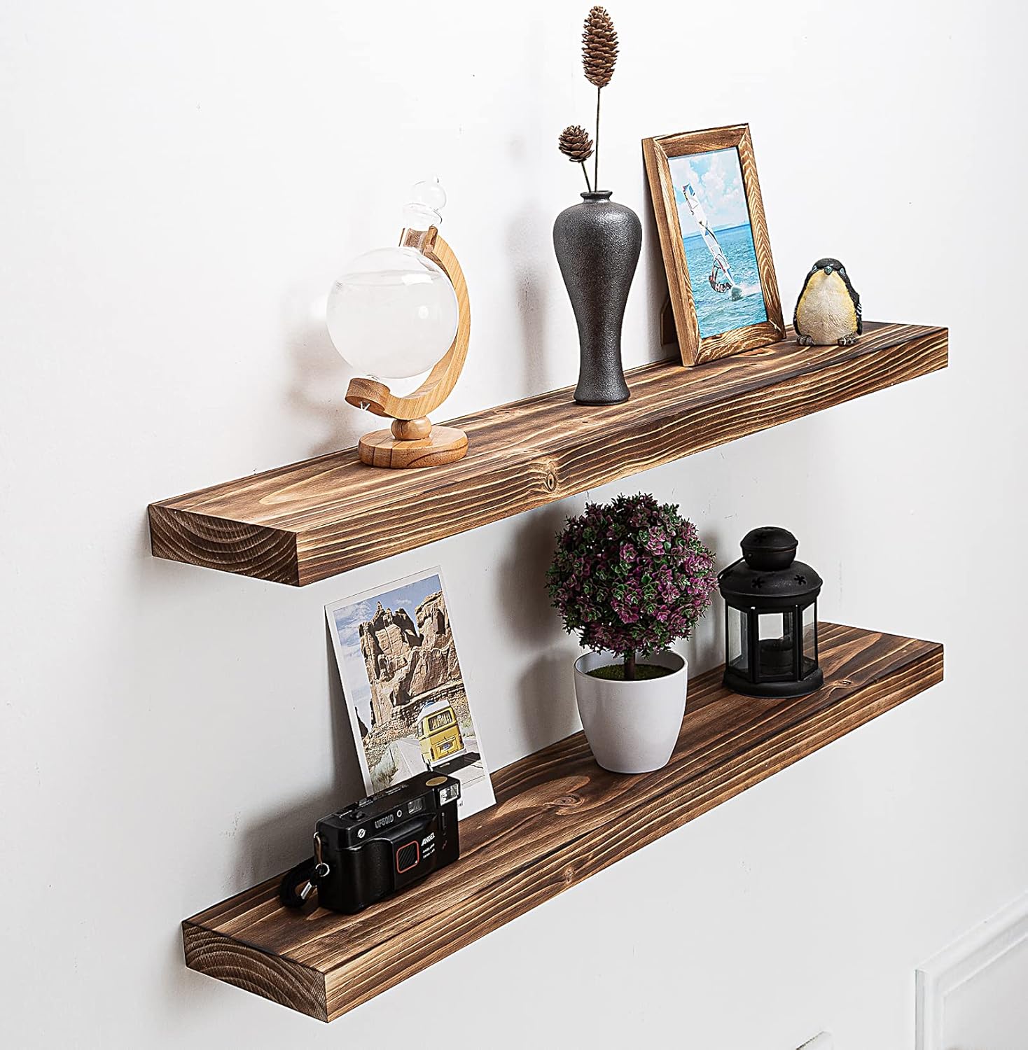 Amazon.com: WANGFA 36 inch Floating Shelves Natural Wood Long Floating ...