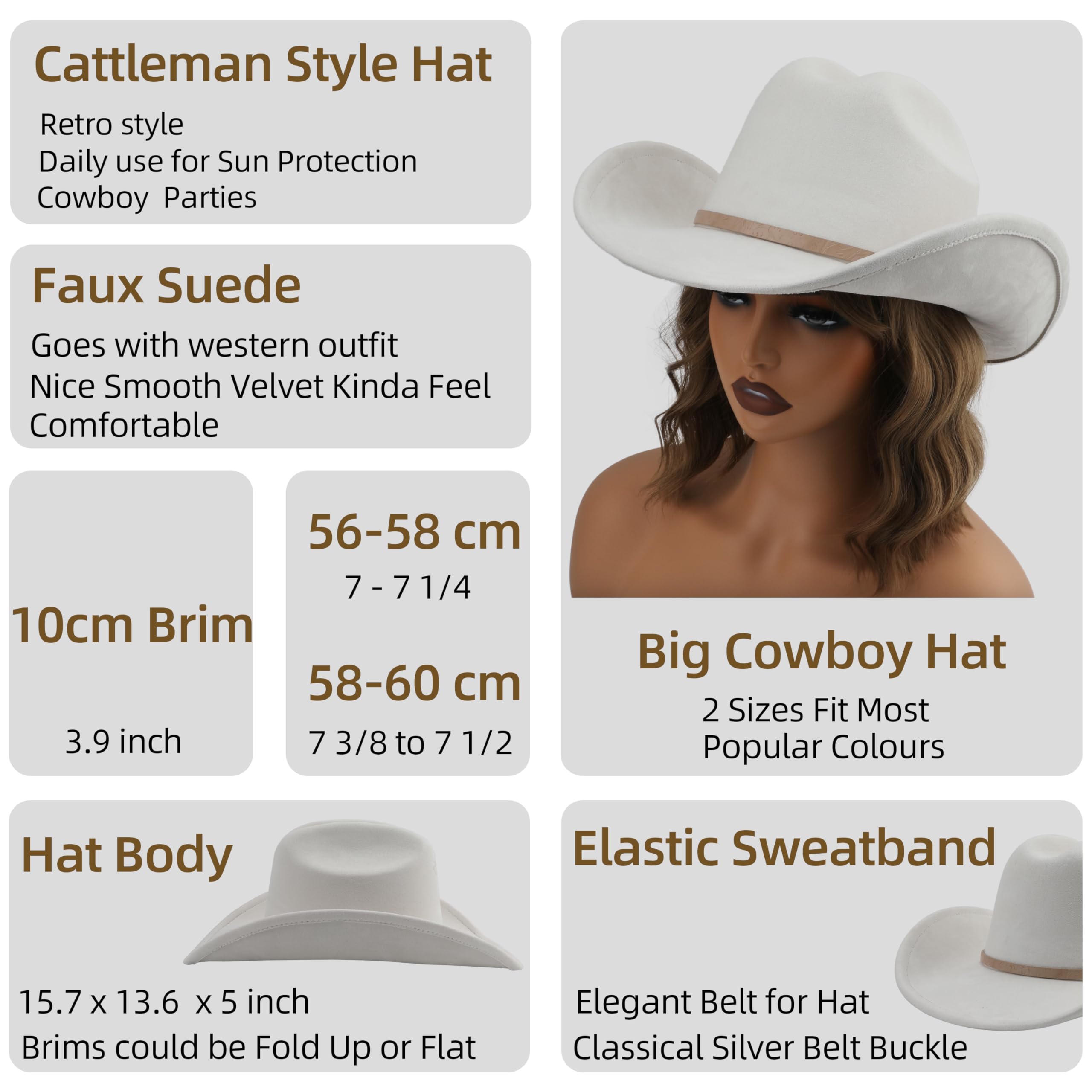 Snapklik.com : Melesh Big Cowboy Hat For Women Men Wide Brim Cowgirls ...