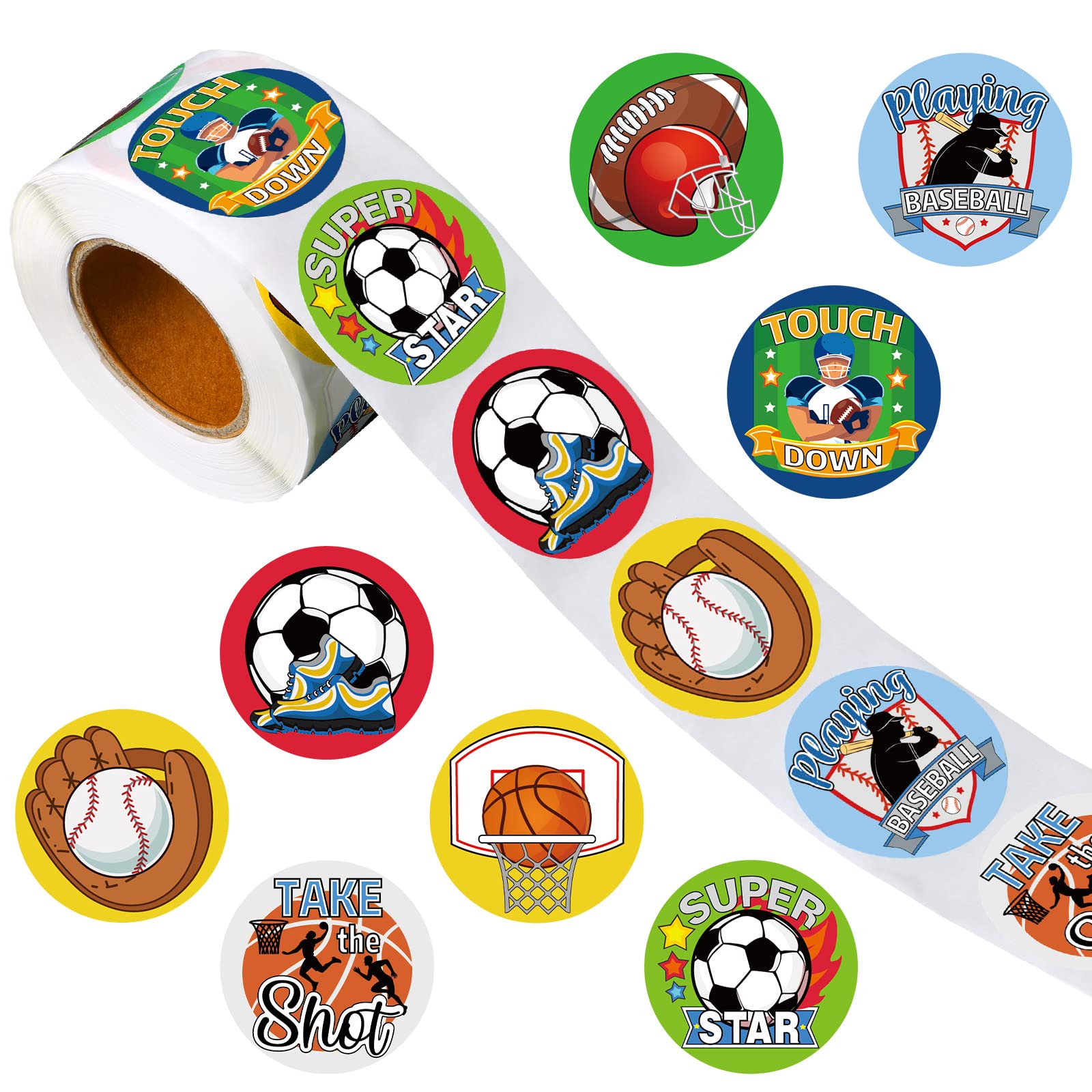 Amazon.com: Sinmoe 500 Pcs Balls Stickers Sports Roll Stickers Party ...