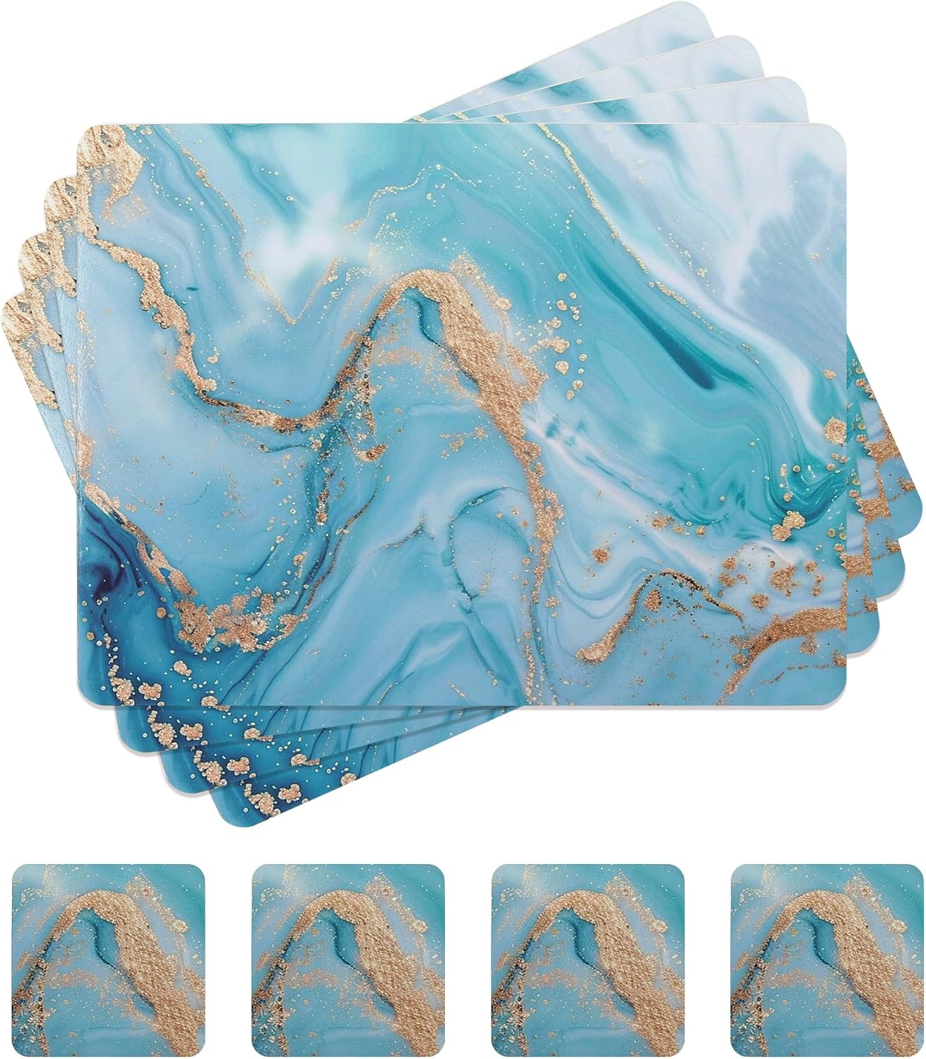 Amazon.com: fanquare Hard Cork Placemats and Coasters Set of 4 Easy to ...