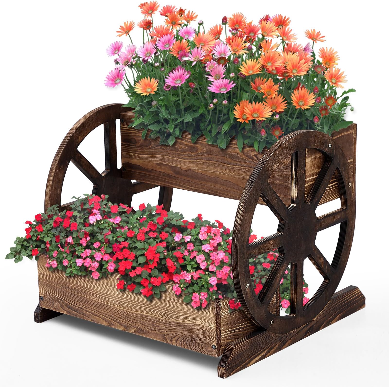 Amazon.com : FillTouch Wooden Wagon Planter Box Decorative Wooden Cart ...
