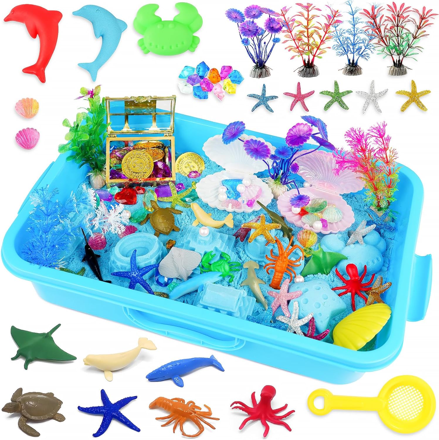 YIIHMEI Ocean World Play Sand for boy Kid Toy, Sensory Sand Set with ...