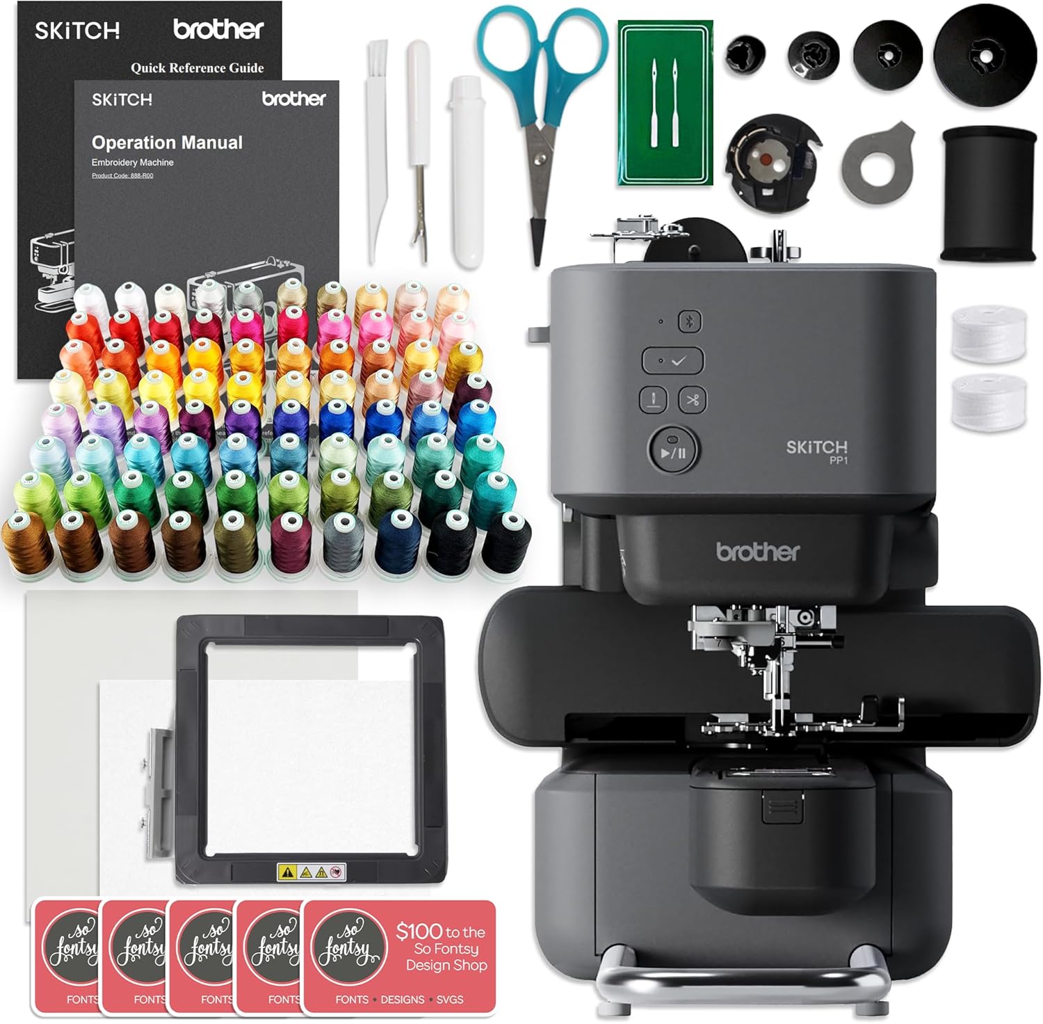 Amazon.com: Brother Skitch PP1 4" x 4" Embroidery Machine with 80 Spool ...