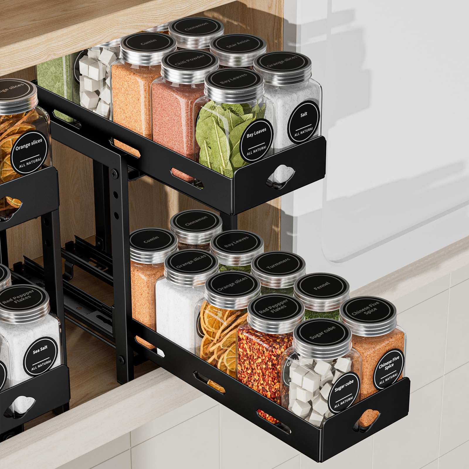 Amazon.com: 2 Packs Pull Out Spice Rack Organizer for Cabinet, 2Tier, 4 ...