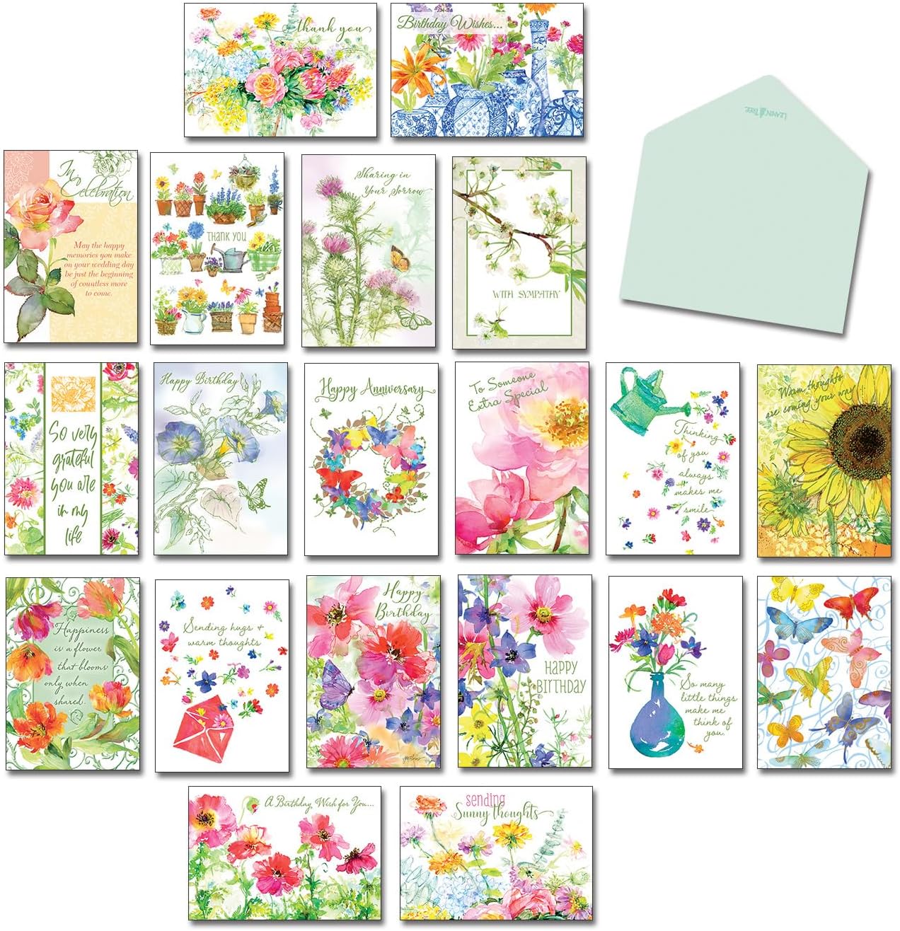 Amazon.com : Leanin' Tree Blooms and Butterflies - Made In USA - 20 ...