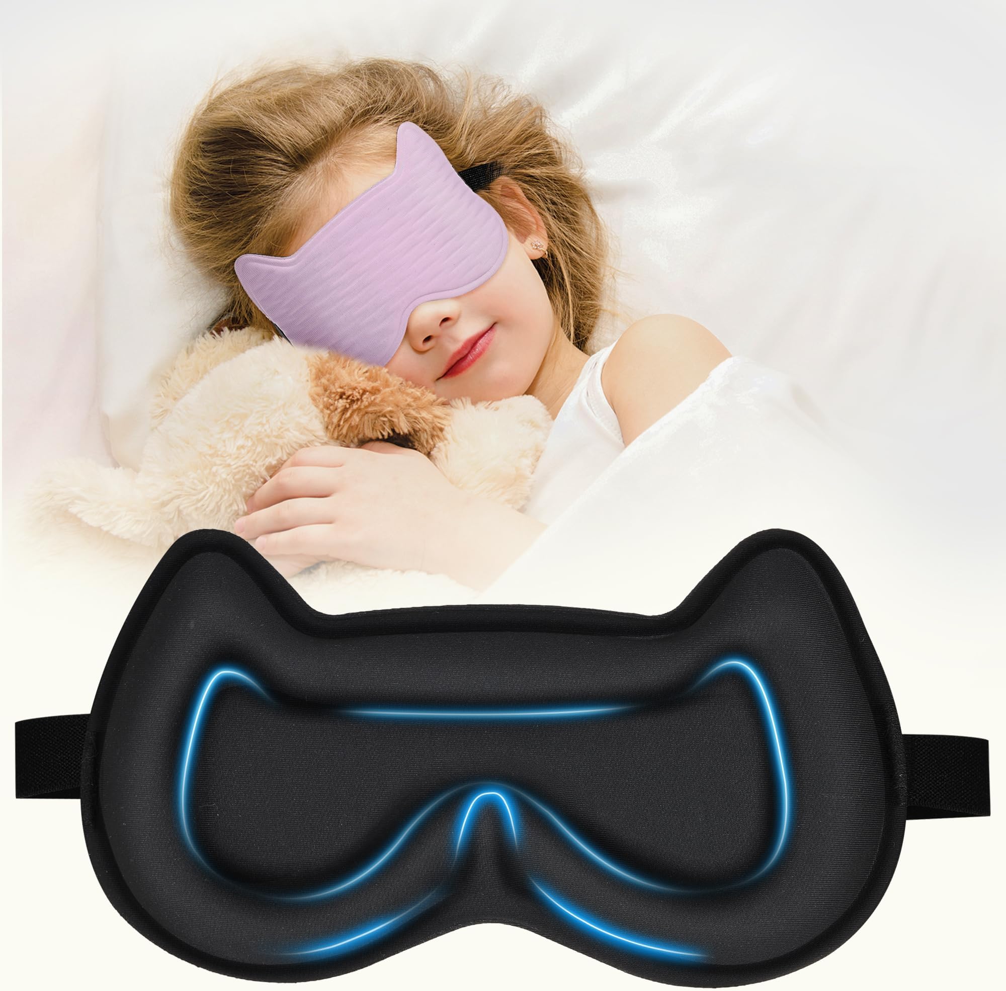 Amazon.com: Kids Sleep Mask Eye Mask: 3D Contoured Cup Sleeping Mask ...